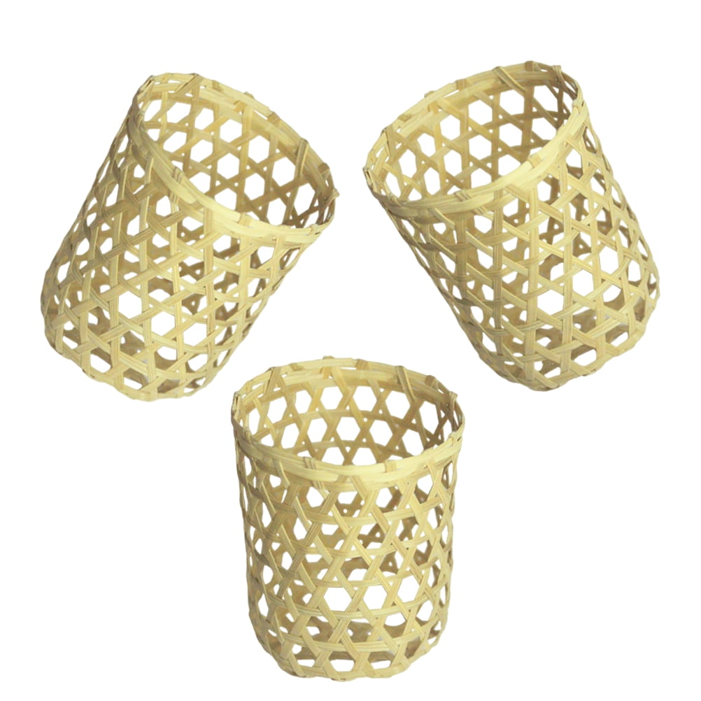 WASHWEPE Bamboo Woven Cup Covers Vintage Rustic Style for Home Use 3Pcs ...
