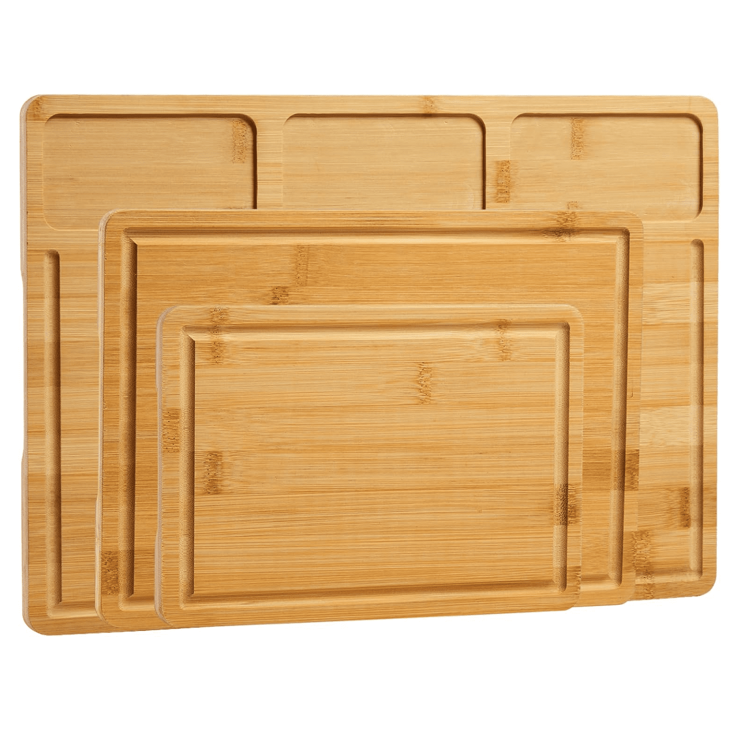 3 Pcs Bamboo Cutting Boards Kitchen Chopping Boards with Inner Handles ...