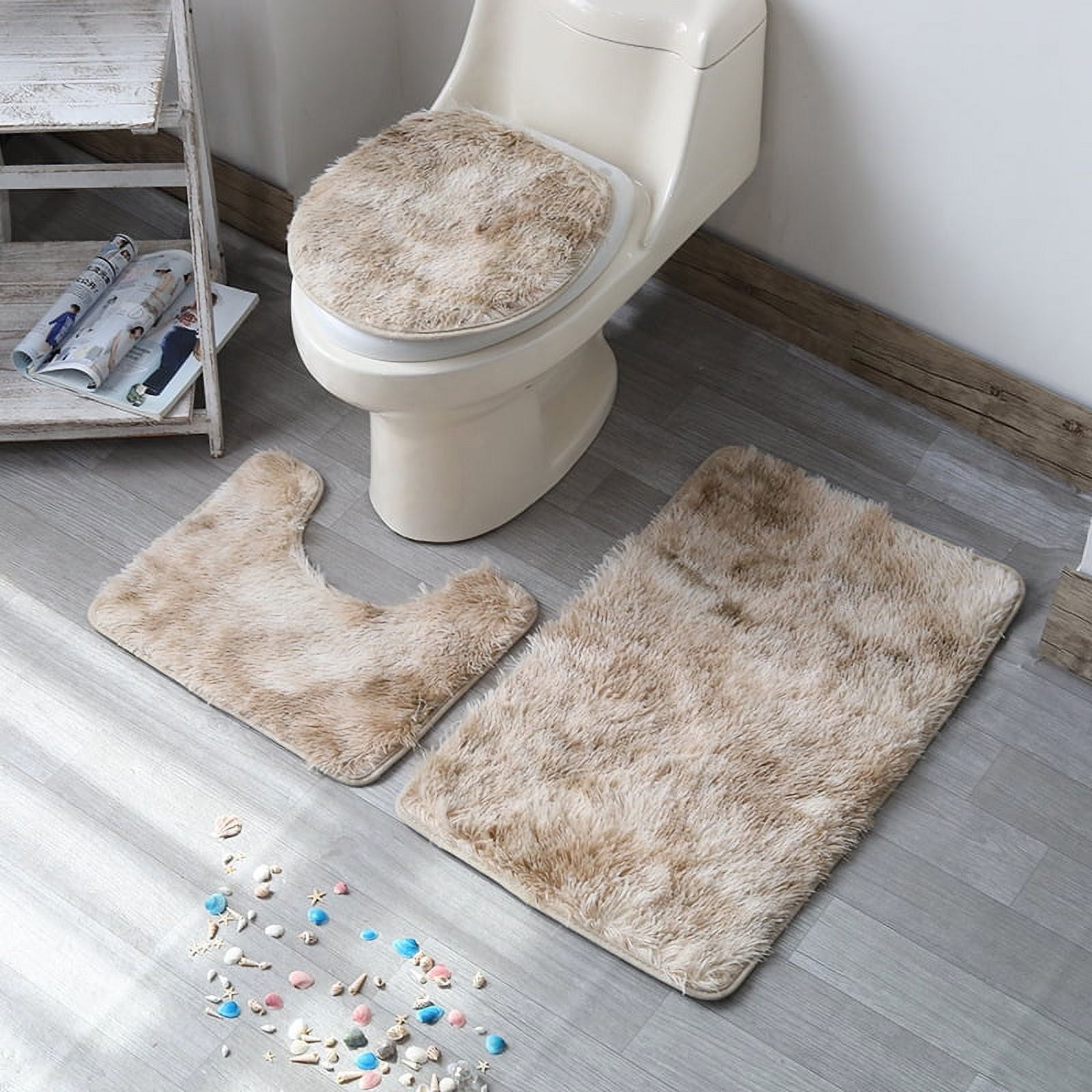 3 Pcs Bath Rugs Set,Bath Rug + Contour Mat + Toilet Seat Cover, Super ...