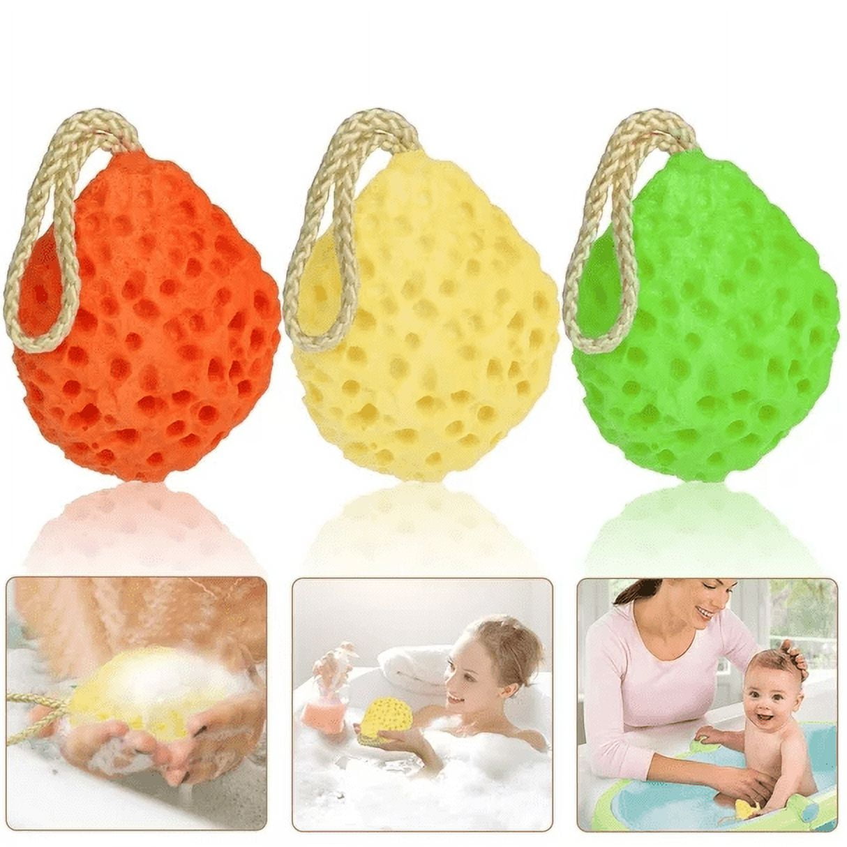 3 Pcs Bath Sponge for Women Foam Shower Sponge, Body Skin Scrub Washing ...