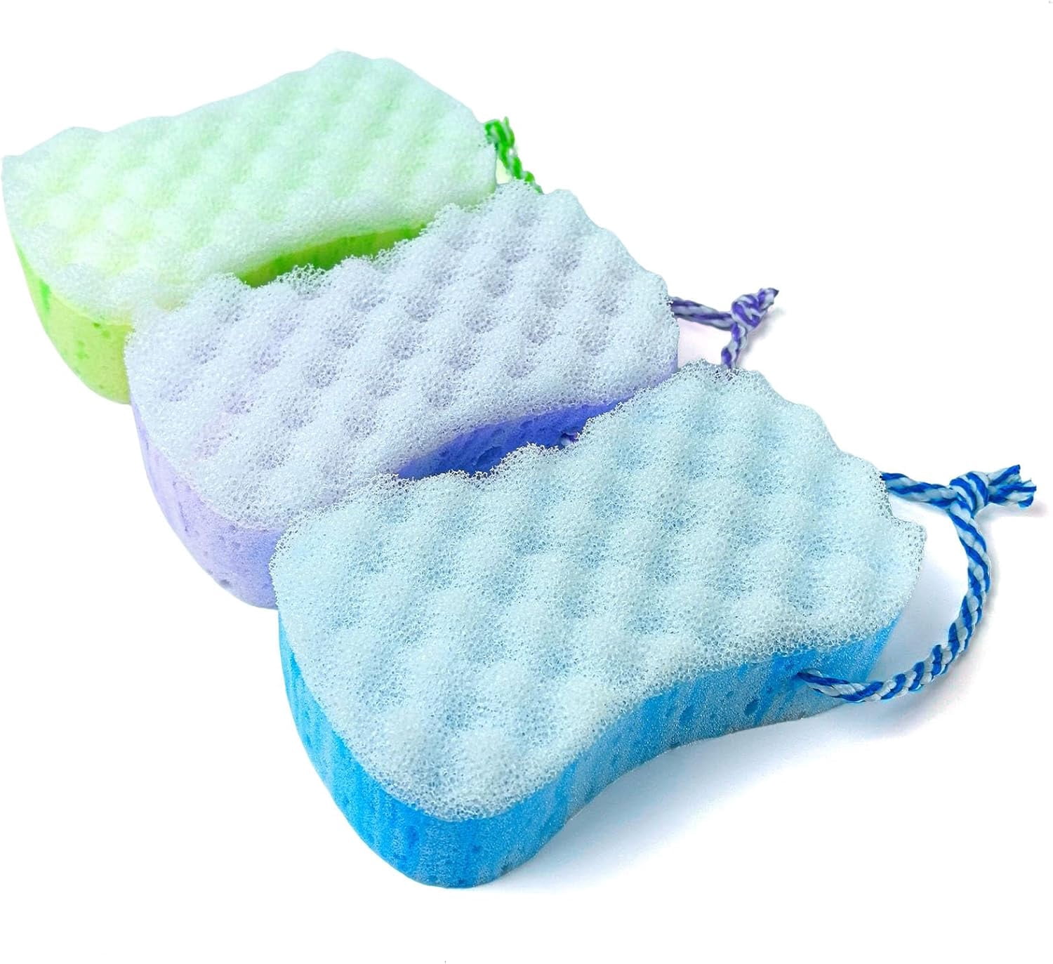 3 Pcs Bath Sponge for Women/Men, Exfoliating Body Sponges Sponges ...