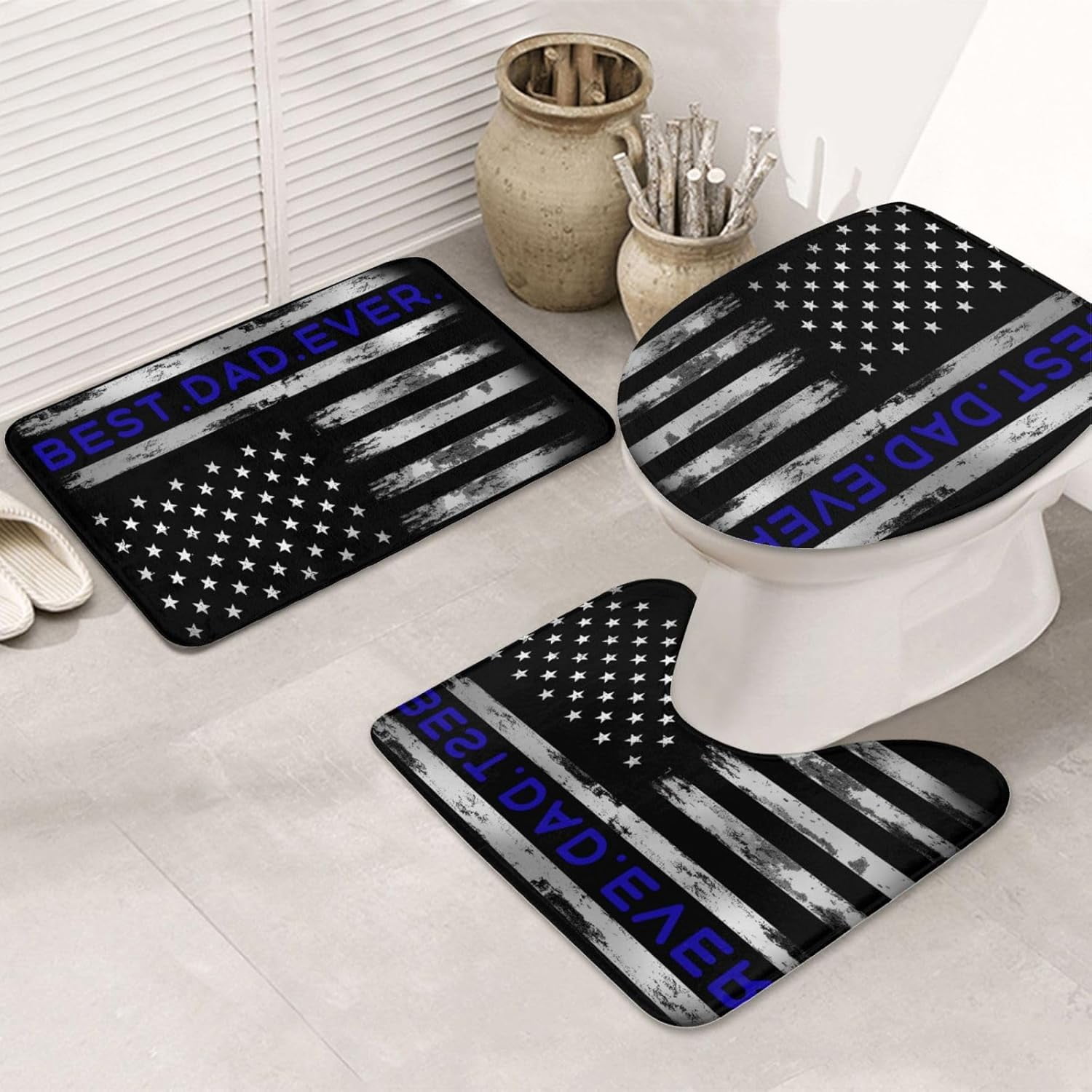 3 Pcs Bathroom Rugs Sets, Non Slip & Quick Dry Bath Mat, Ultra Soft ...