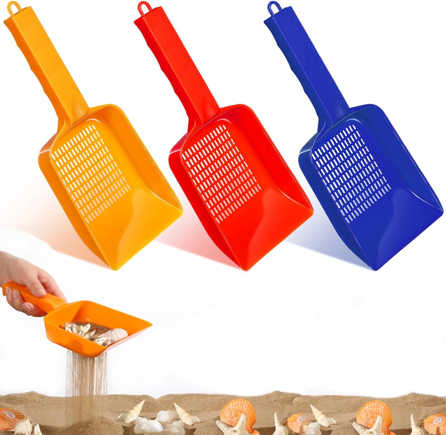 3 Pcs Beach Mesh Shovel Sand Sifter for Boys and Girls Shell Scooper ...
