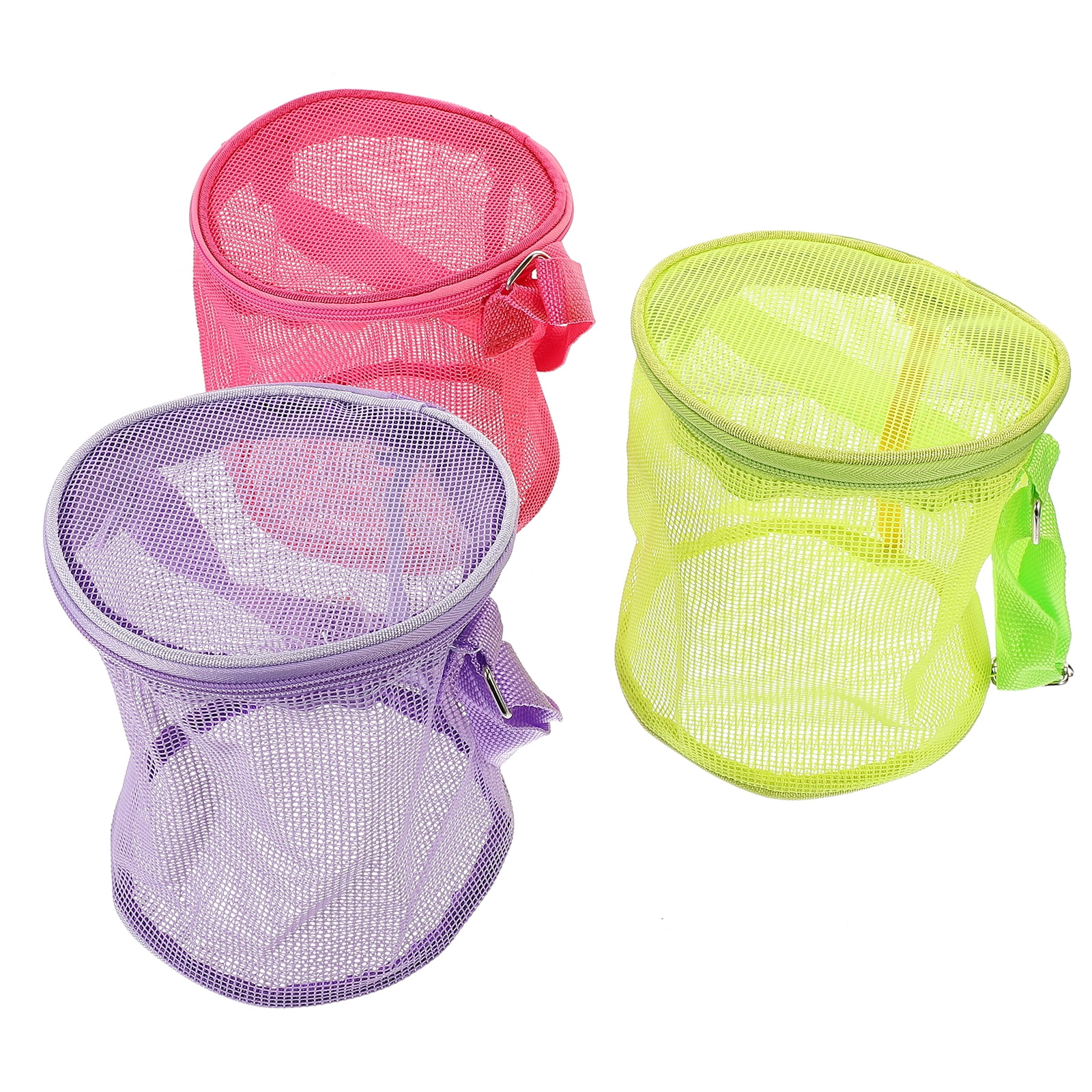 3 Pcs Beach Storage Bag Mesh Beach Tote Bag Portable Buckets Shell Bags ...