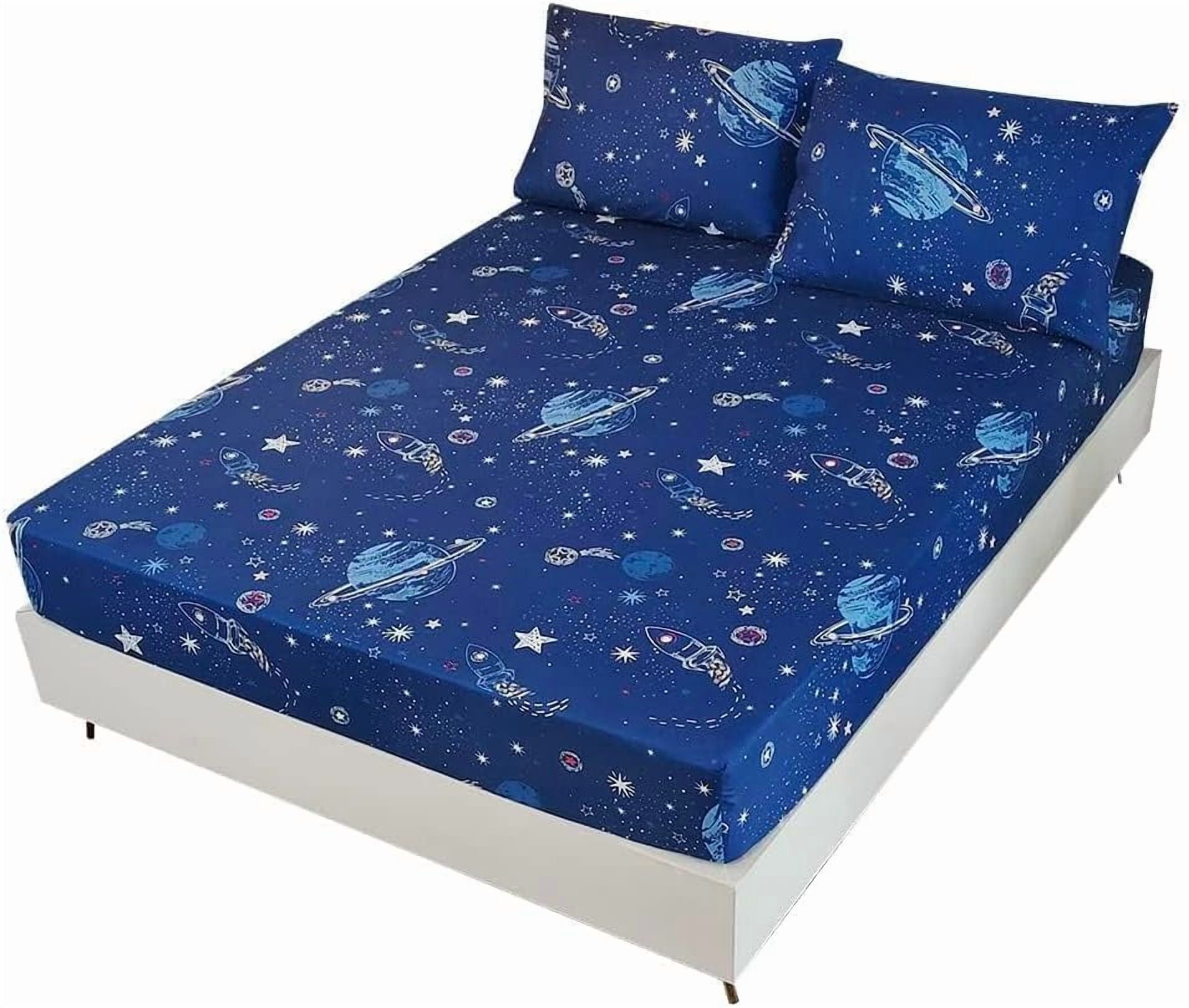 3 Pcs Bedding Sheet Set,Space Galaxy Planets Stars Queen Sheet Set,for ...