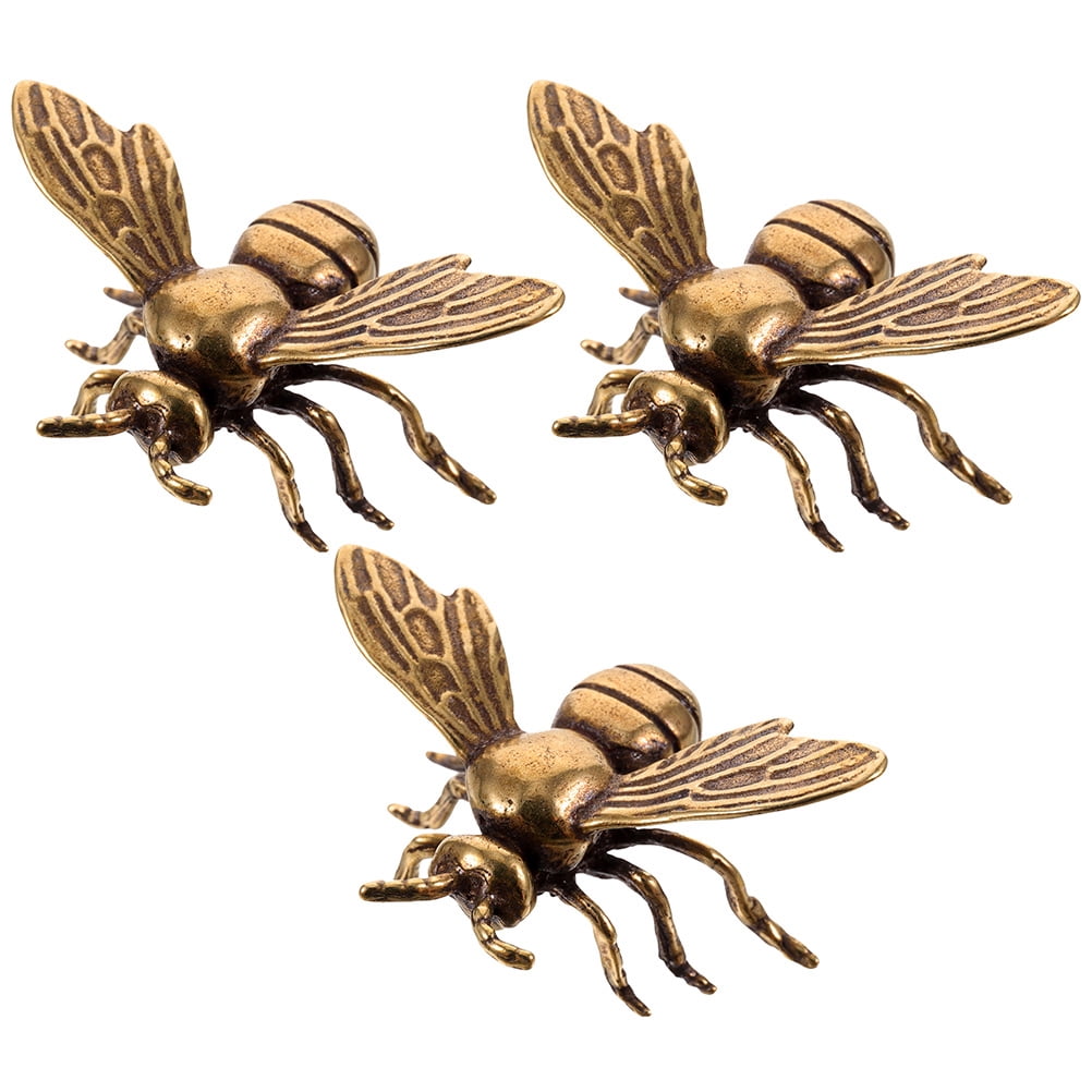 Supvox 3Pcs Brass Bee Statue Golden Decor for Living Room and Bedroom ...