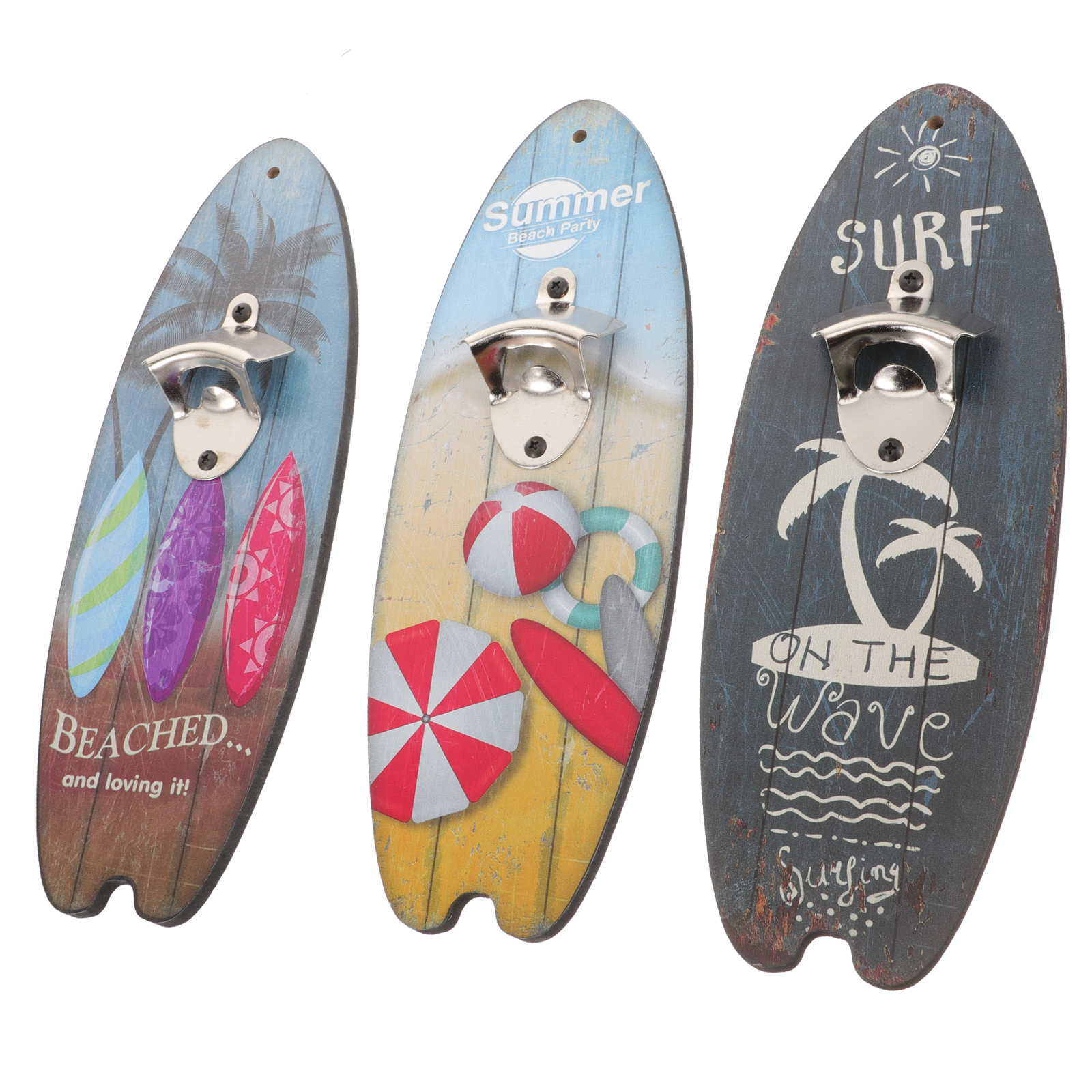 3 Pcs Beer Opener Surfboard Ocean Wall Ornament Wood Model Party Sign ...