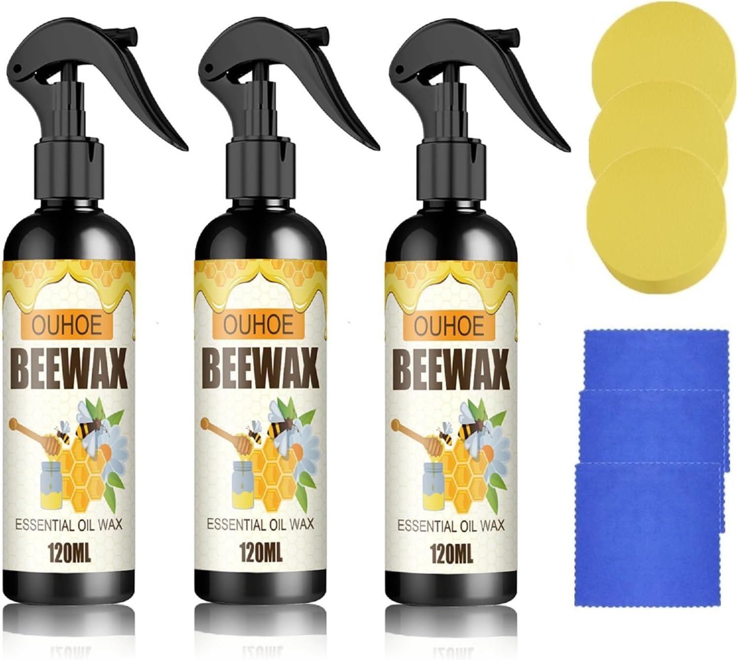 3 Pcs Beeswax Spray Wood Polish, Perfect for Kitchen Living Room Floors ...