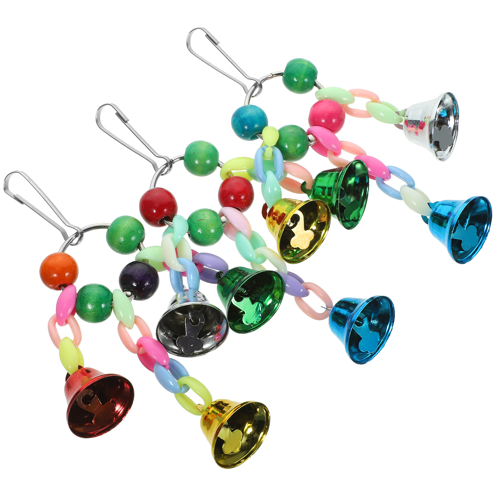 3 Pcs Parrots Colorful Beads Bell Bird Toys Cage Decoration - Walmart.com