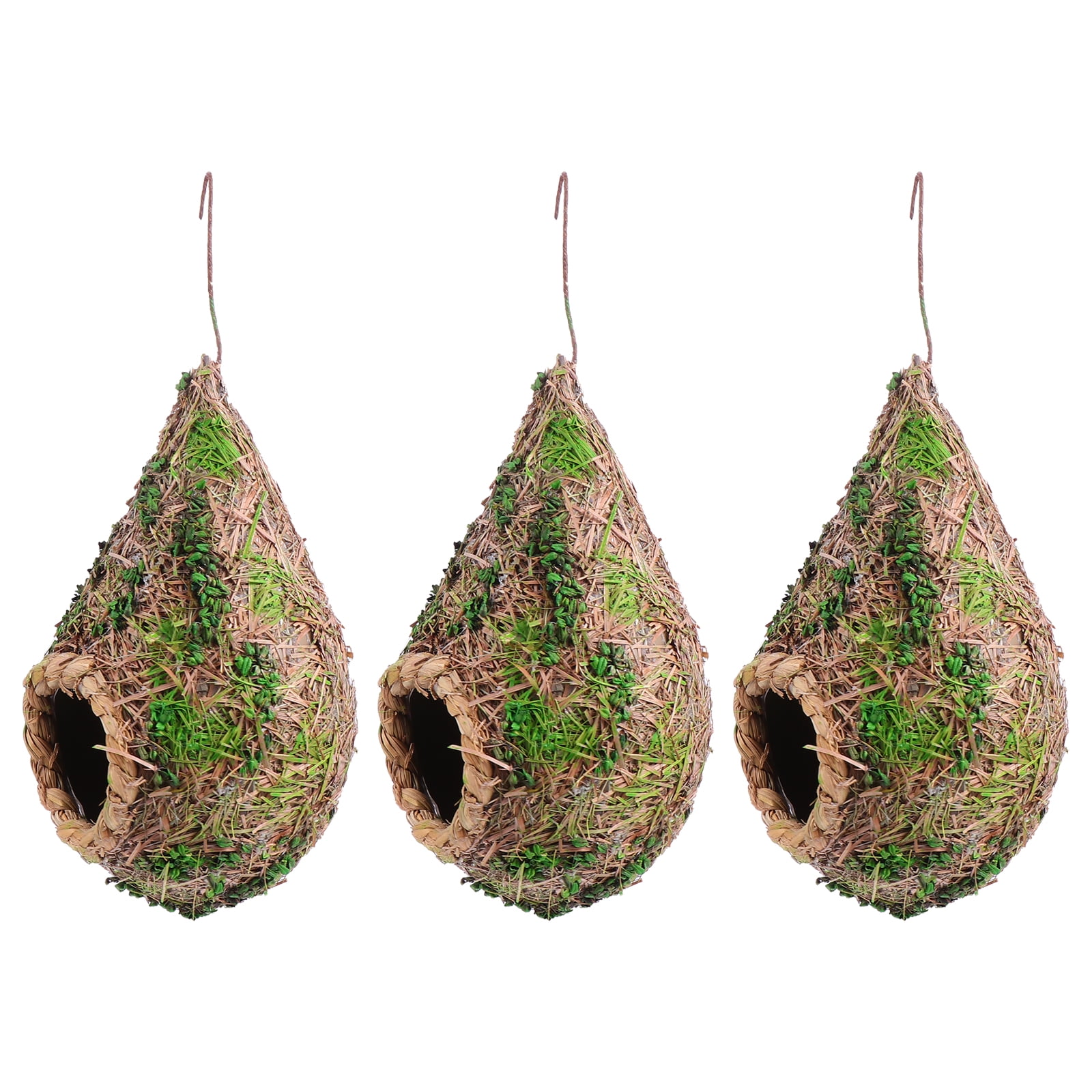 3 Pcs Bird House Birdhouse Simulation Straw Bird's Nest Decorative ...
