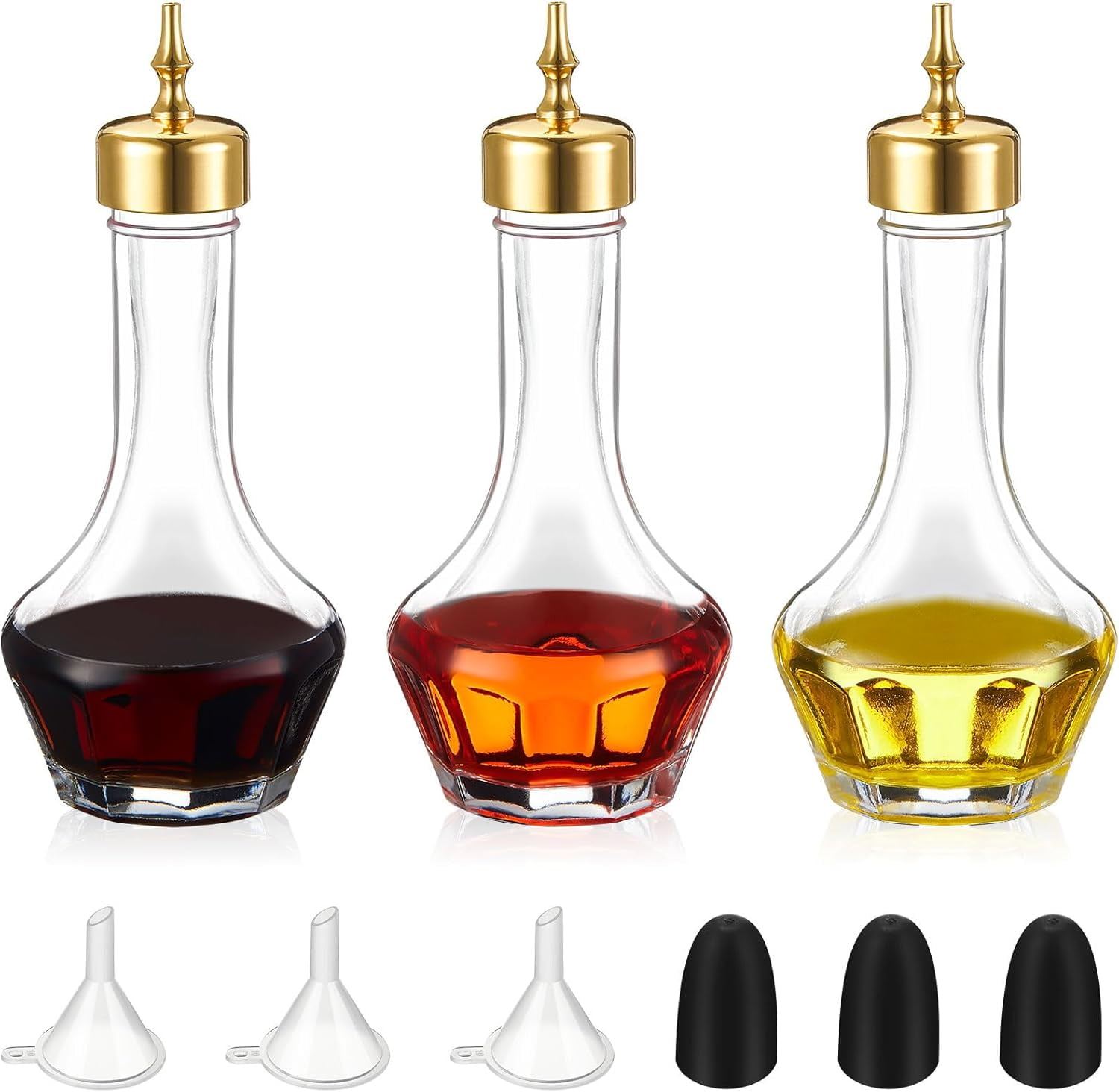 3 Pcs Bitters Bottle Set 1.7 oz Glass Dash Bottle with Dasher Top for ...