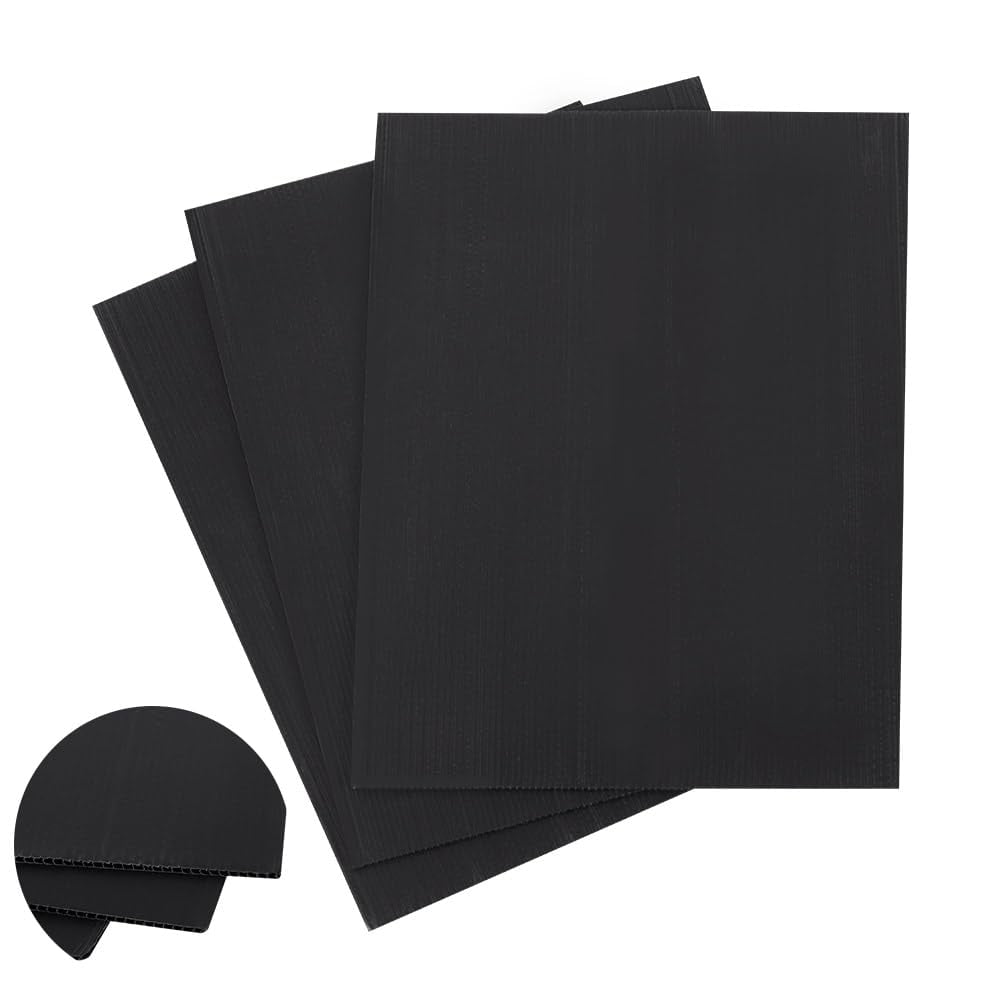 3 Pcs Black Corrugated Plastic Sheets 12x15.7 Inch Blank Yard Signs 3mm ...
