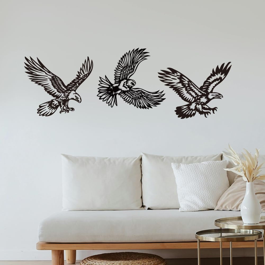 3 Pcs Black Eagles Birds Wall Stickers Eagle Silhouette Peel and Stick ...