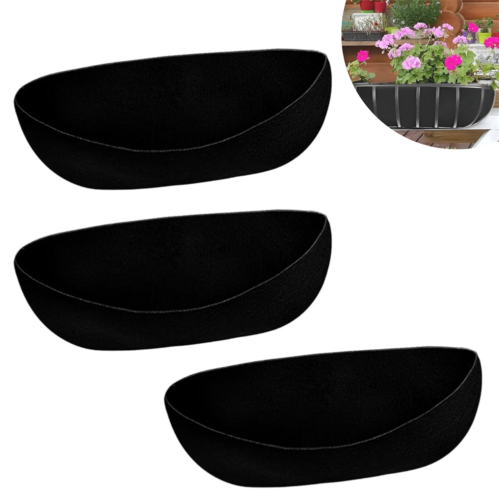 3 Pcs Black Fabric Flower Basket Liner 24 inch Felt Trough Planter ...