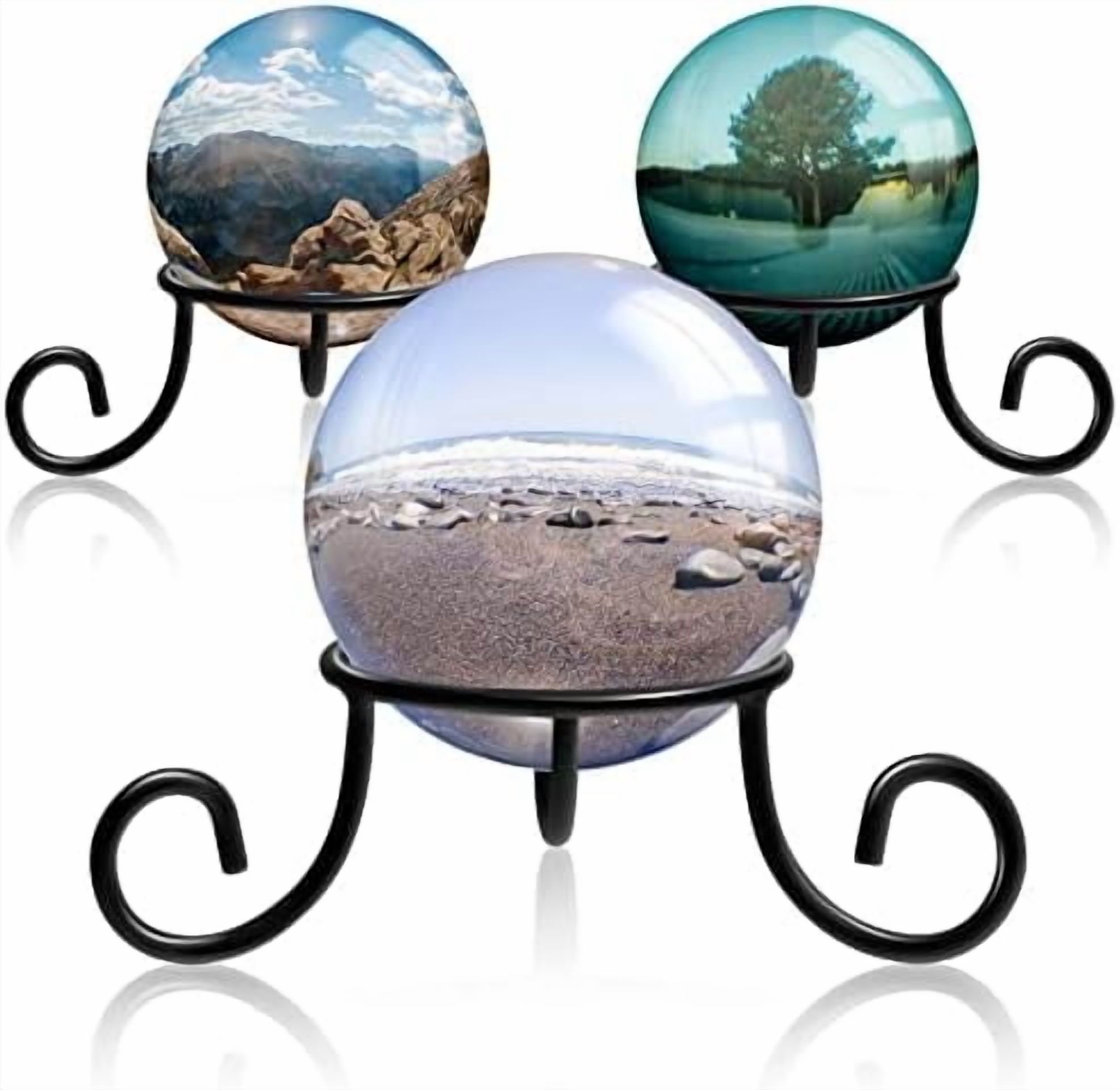 3 Pcs Black Iron Gazing Ball Stand Gazing Globe Stand Sphere Wrought ...