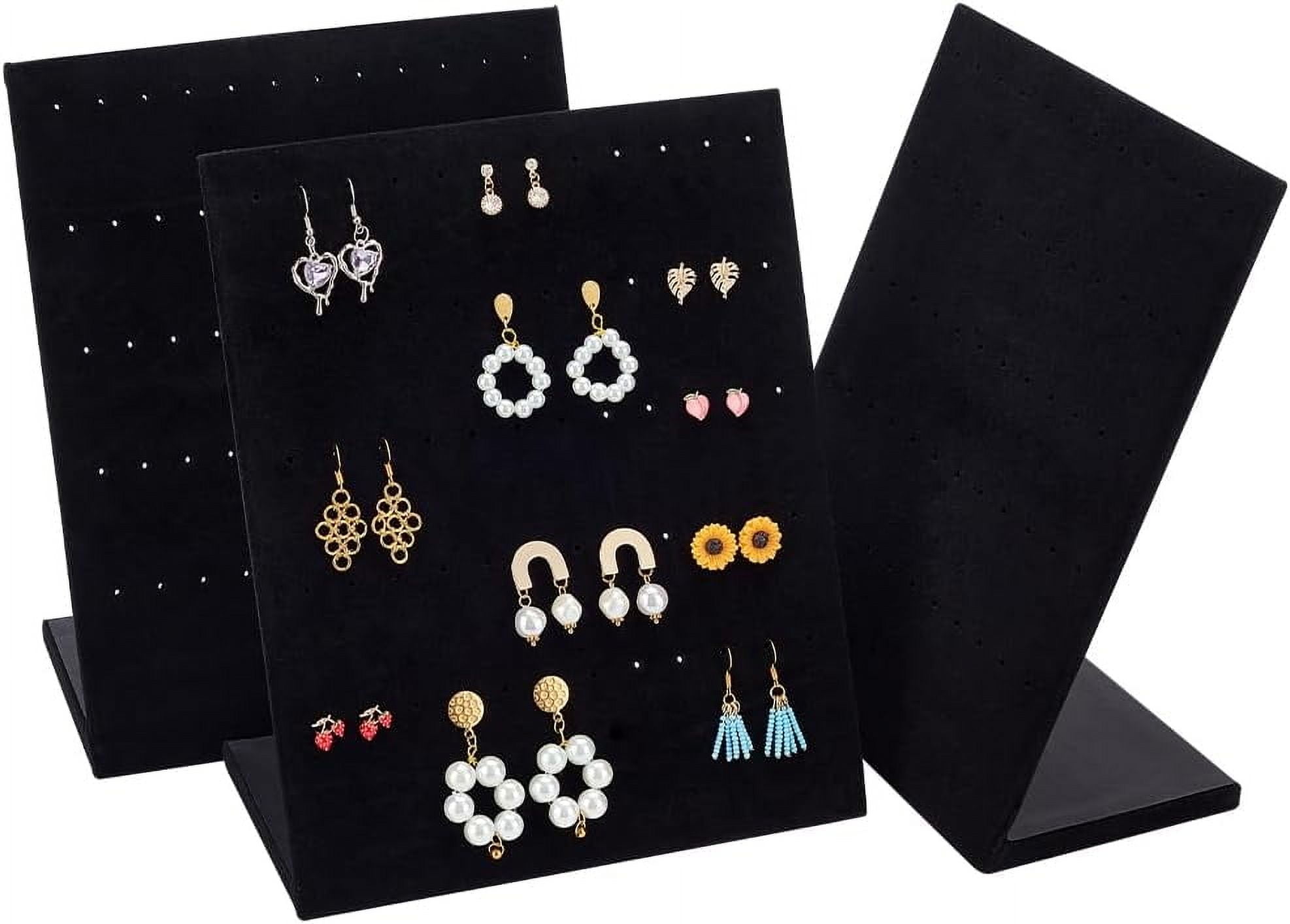 3 Pcs Black Velvet Earring Display Stand 9 Inch L-Shaped Ear Stud Stand ...