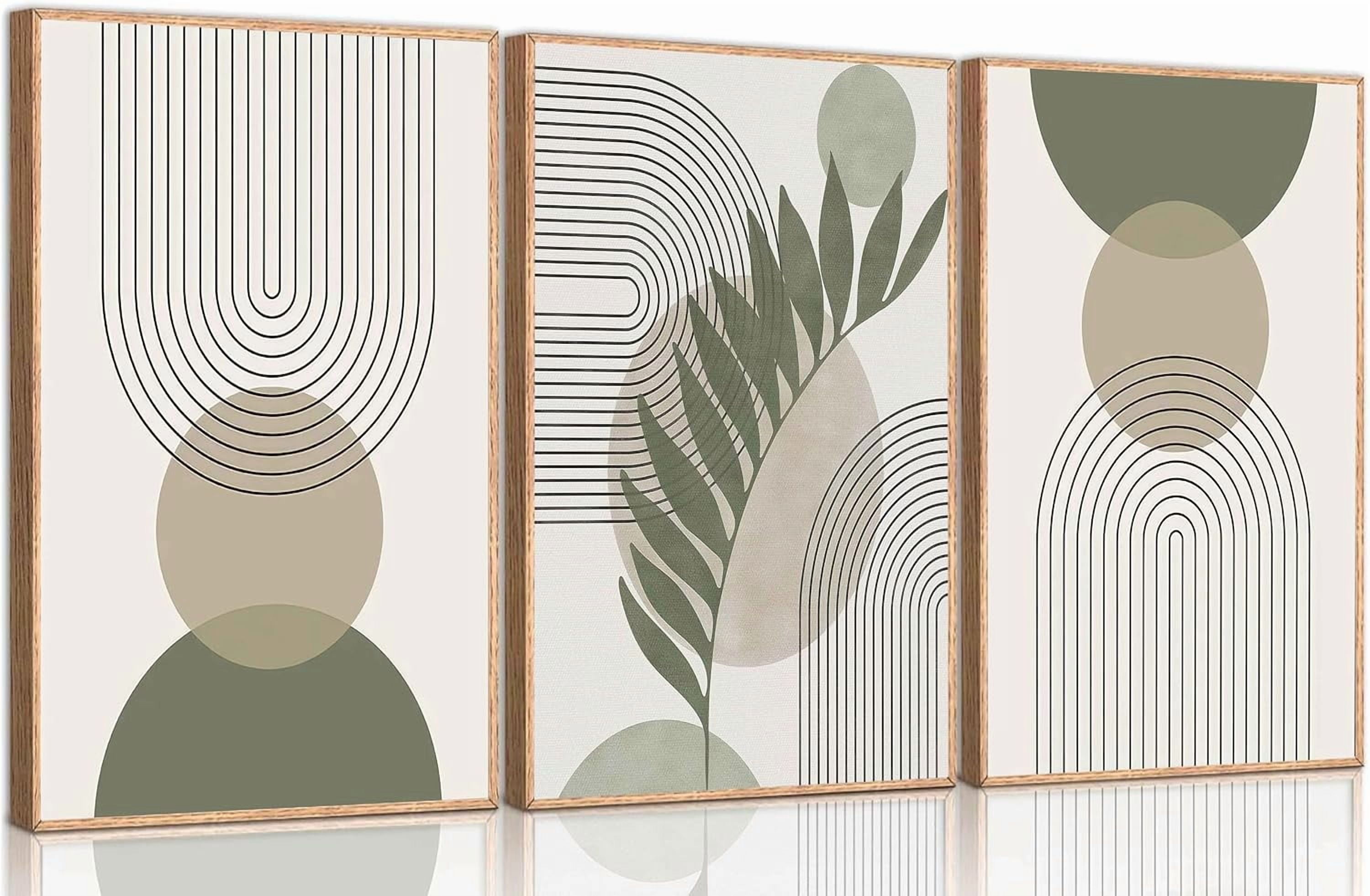 3 Pcs Boho Canvas Wall Art Mid-Century Modern Neutral Minimalist ...