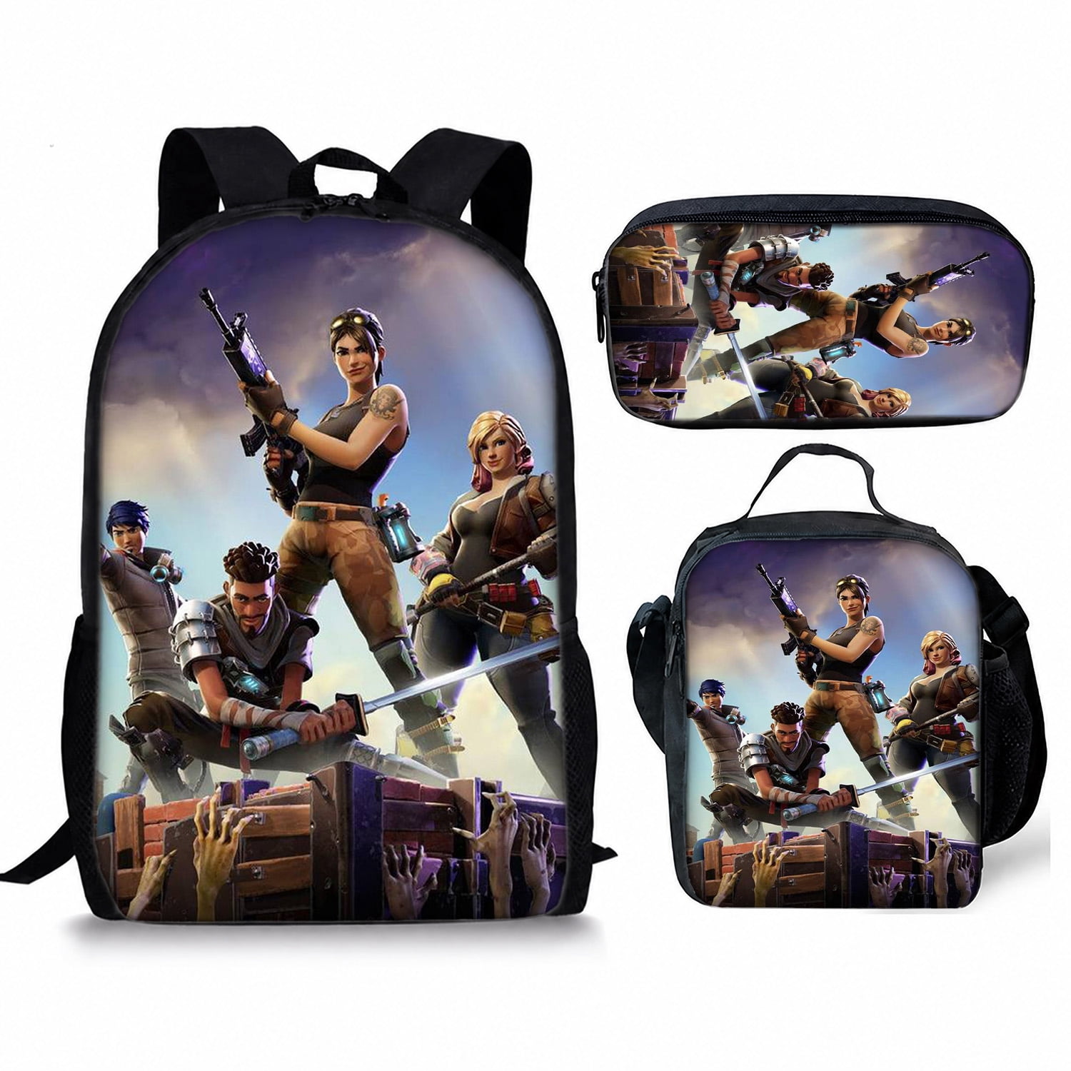 3-Pcs Bookbag Set, 3D Action Shooter Game Pattern Backpack for Gamer ...