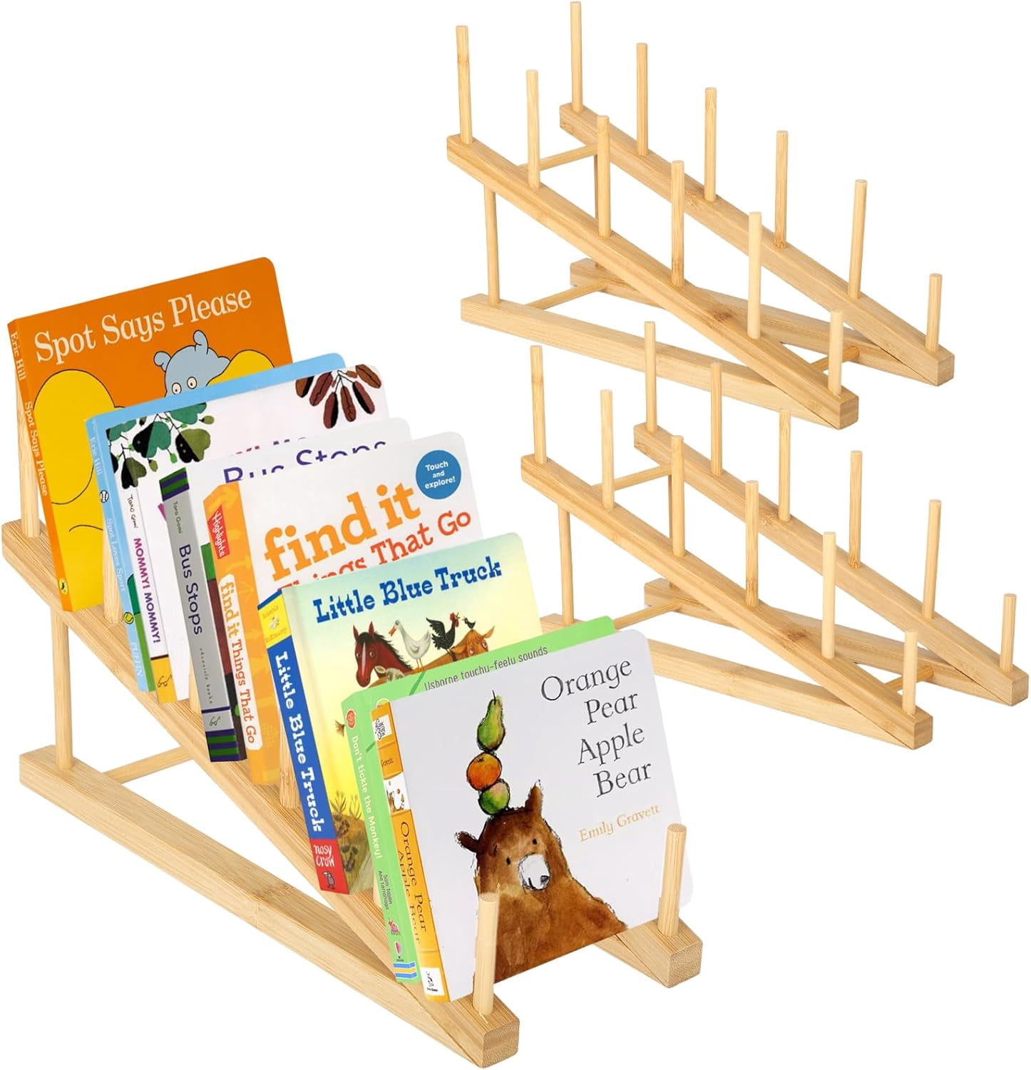 3 Pcs Bookshelf Holder, Wood Book Stand for Display 5-Tier Tabletop ...