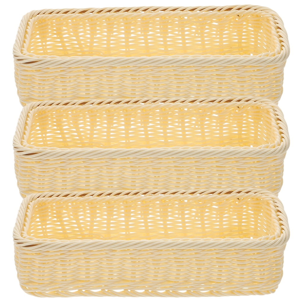 3 Pcs Bread Basket Storage Shelves Hamper Woven Basket For Organizing ...