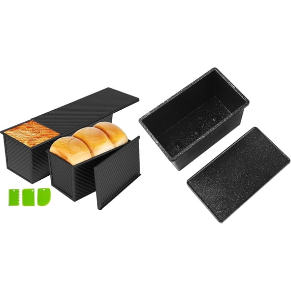 3 Pcs Bread Pan, Pullman Loaf Pan with Lid 13x5 Inch and 8x4 Inch ...