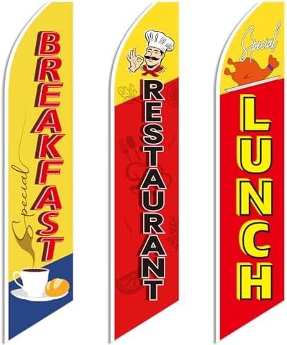 3 Pcs Breakfast and Lunch Flags 12 Feet Breakfast Special Lunch Special ...