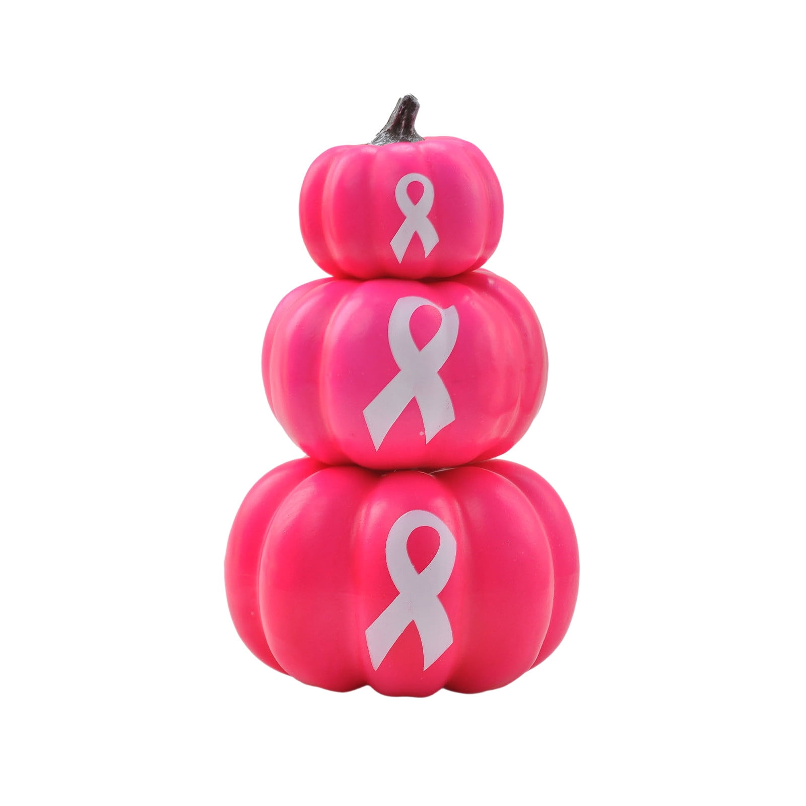 3 Pcs Breast Cancer Awareness Decorations Artificial Pumpkins Bulk Faux ...