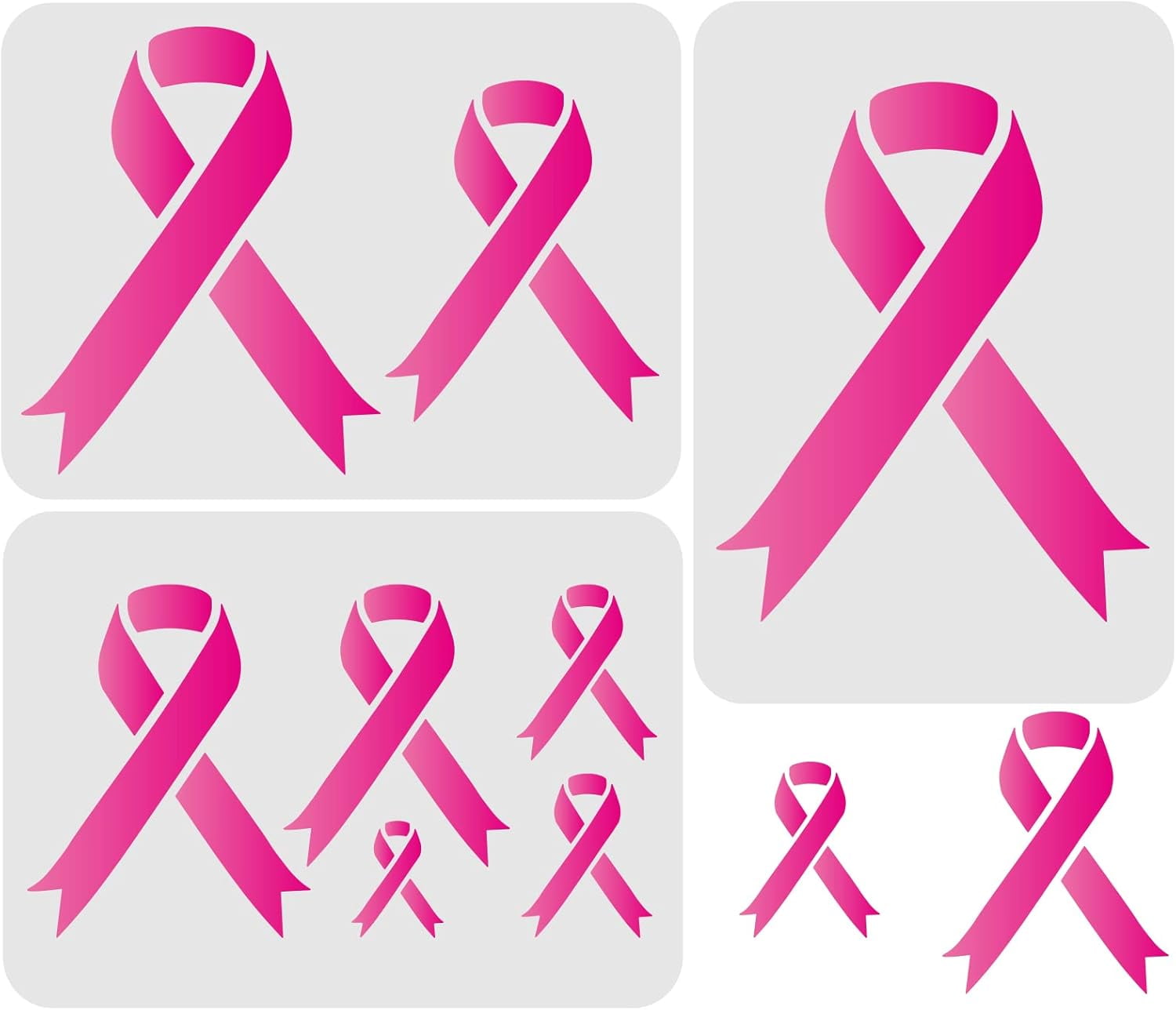 3 Pcs Breast Cancer Ribbon Stencil 11.7x8.3 inch Breast Cancer Raise ...