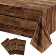 3 Pcs Brown Wood Grain Plastic Tablecloths for Rectangle Tables, Rustic ...