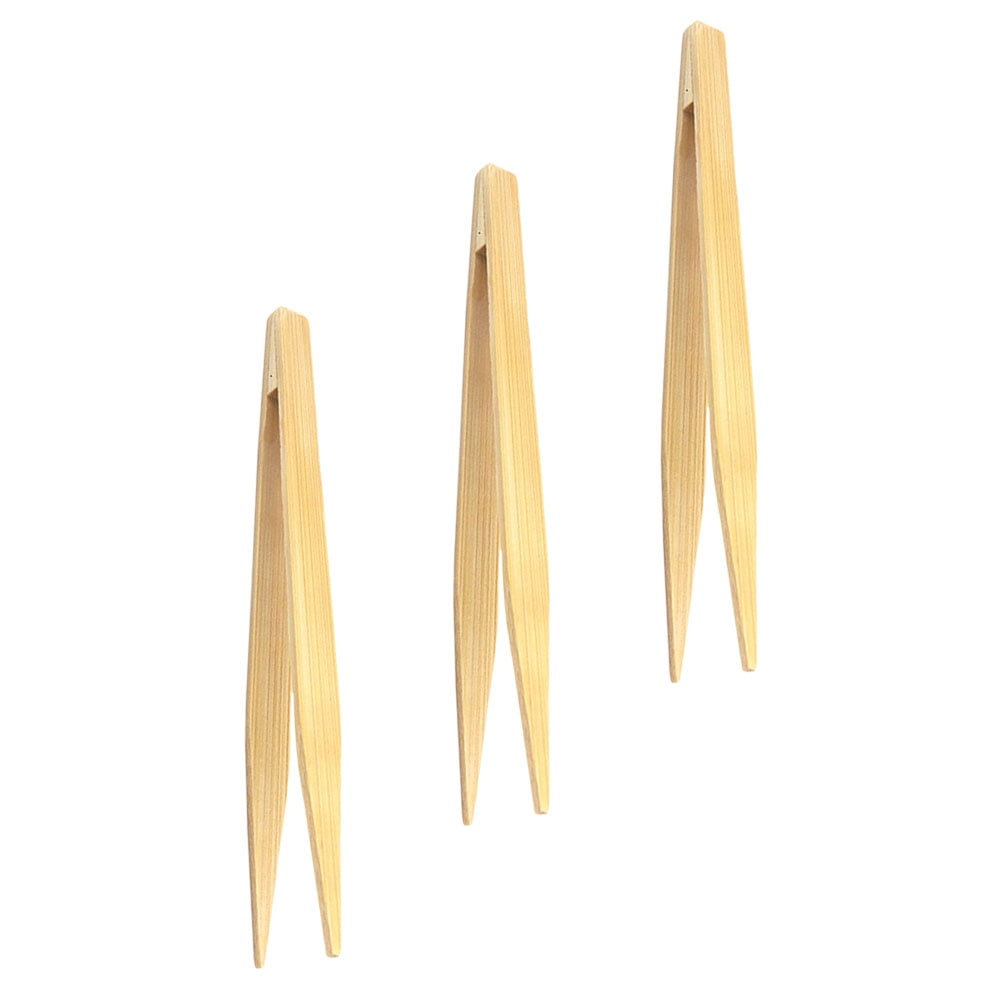 3 Pcs Buffet Grill Clips Bakery Bamboo Tongs Tweezers Static Removal ...
