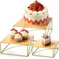 3 Pcs Buffet Riser Set 8" 10" 12" Gold Cake Stand, Metal Display ...