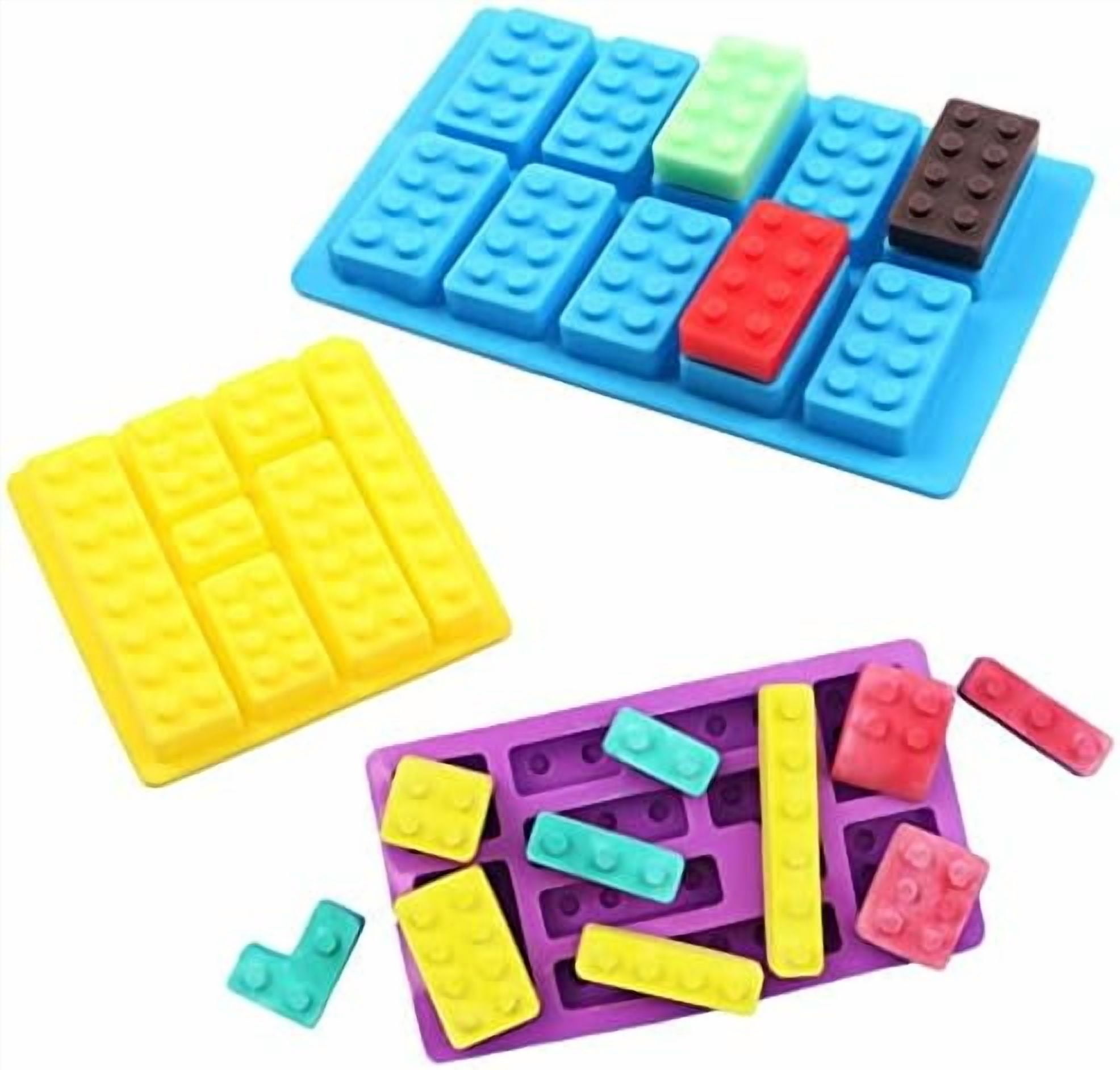 3 Pcs Building Block Moulds, Silicone Brick Molds 12 Shapes, Ice Cube ...
