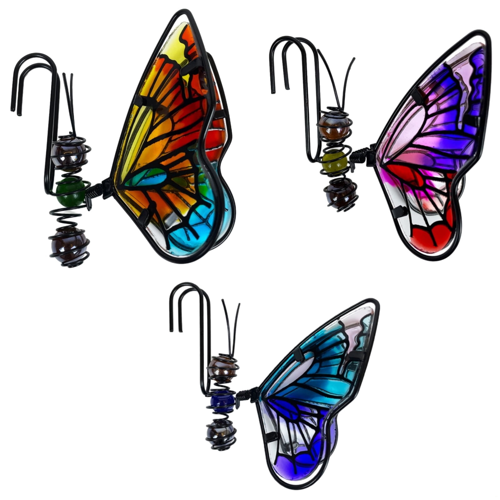 3 Pcs Butterfly Plant Pot Charms, Metal Glass Hanging Ornaments ...