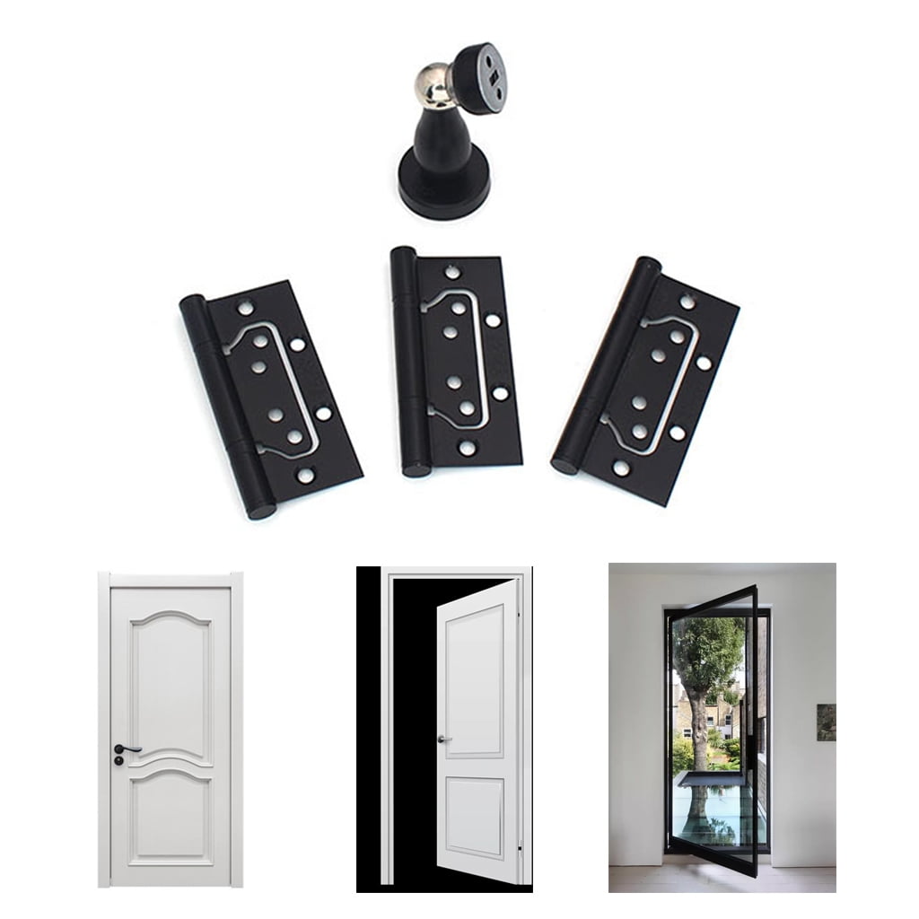 3 Pcs Cabinet Closet Door 4" Long Butt Hinge with Door Stop Set Anti ...