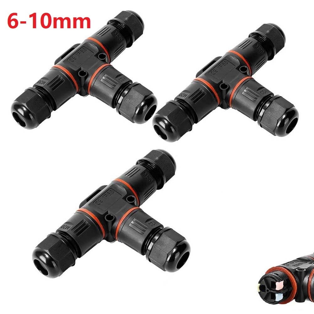 3 Pcs Cable Connectors Waterproof IP68 3-Pin Cable Connector T-Shape Junction Box - Walmart.com
