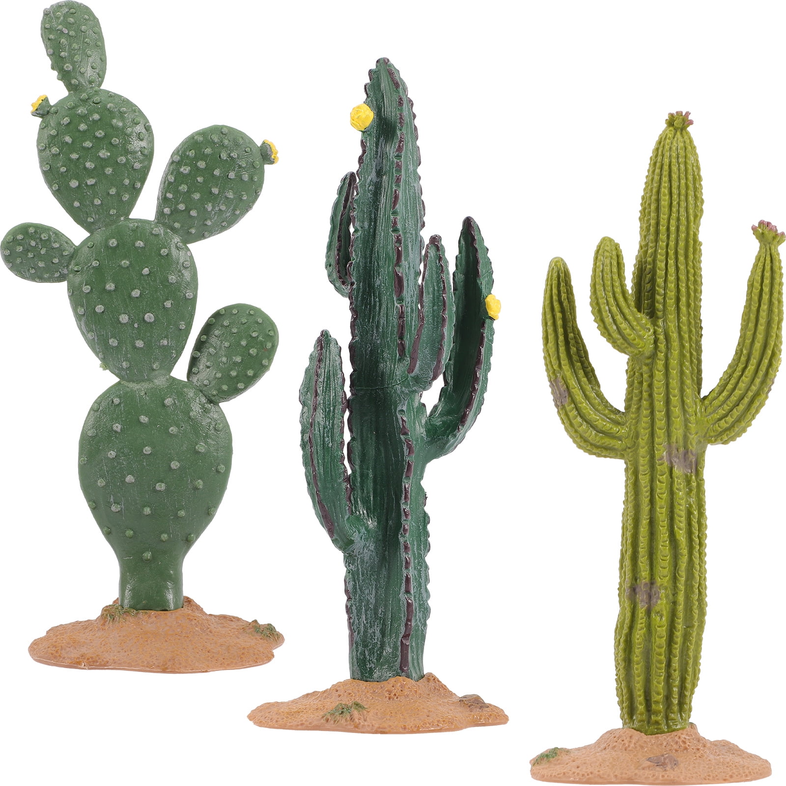 3 Pcs Cactus Decor Miniatures Adorn Car Models Artificial Aquarium Prickly Pear Plant Office ...