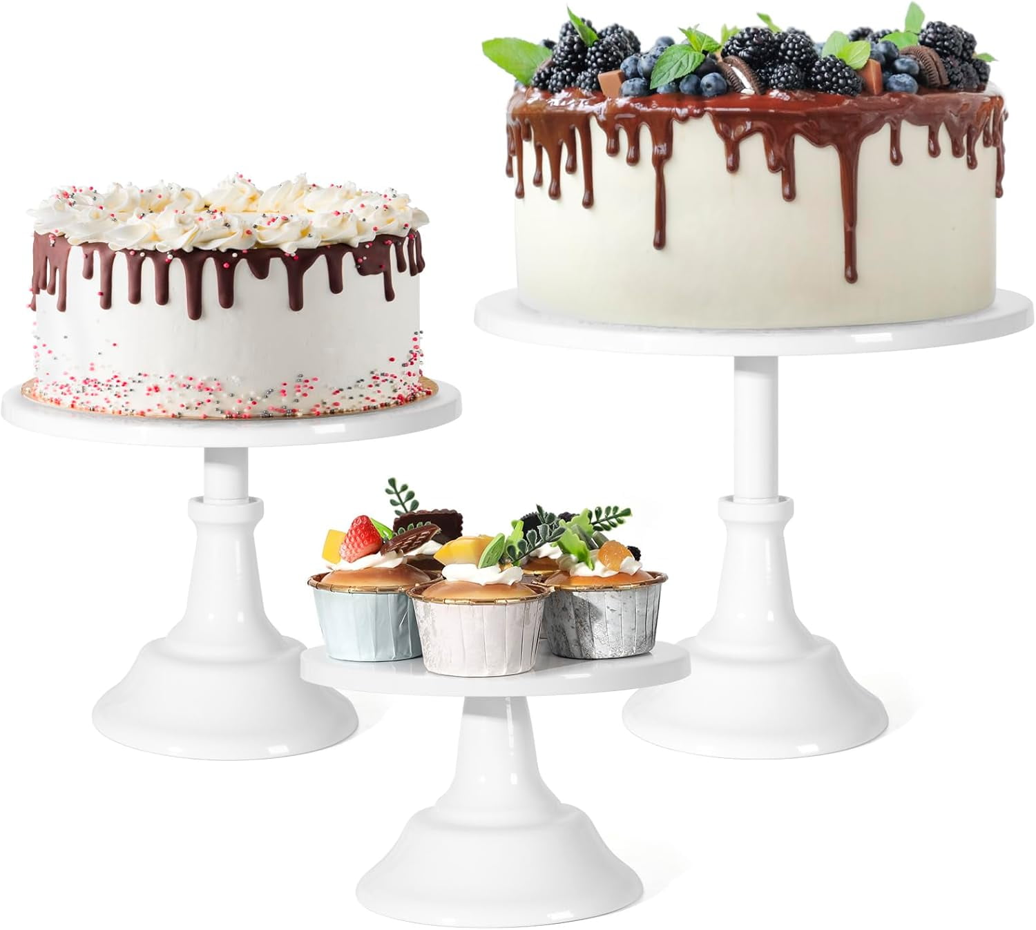 3 Pcs Cake Stand,White Cake Stand Set Disc Diameter 8" 10" 12"Round ...