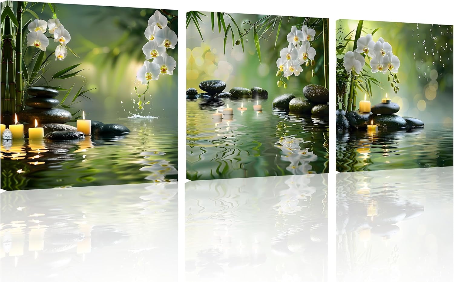 3 Pcs Canvas Zen Wall Art Zen Wall Art for Bathroom Bamboo Spa Stone ...