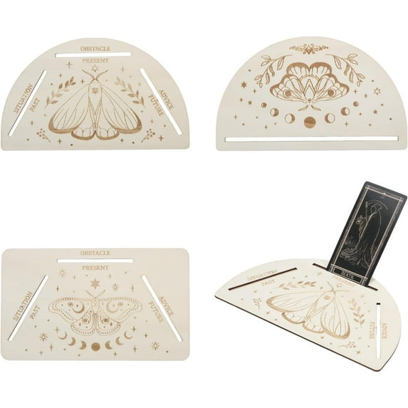 3 Pcs Card Moth Tarot Stand Wooden Card Display Stand Tarot Card Holder ...
