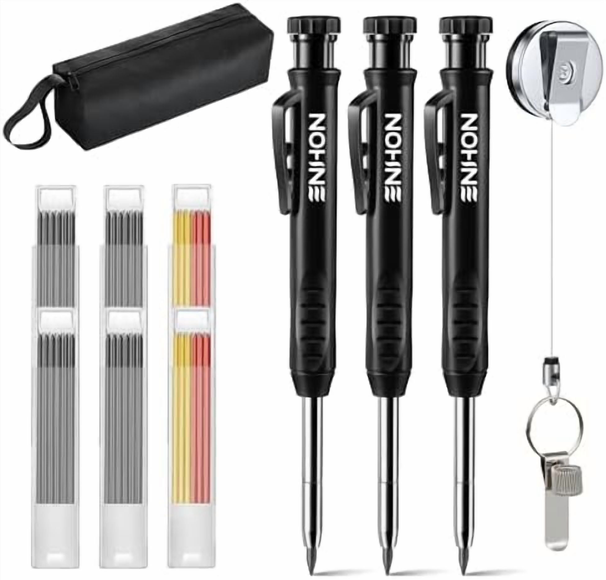 3 Pcs Carpenter Pencils with Retractable Holder, Mechanical Pencils Set ...