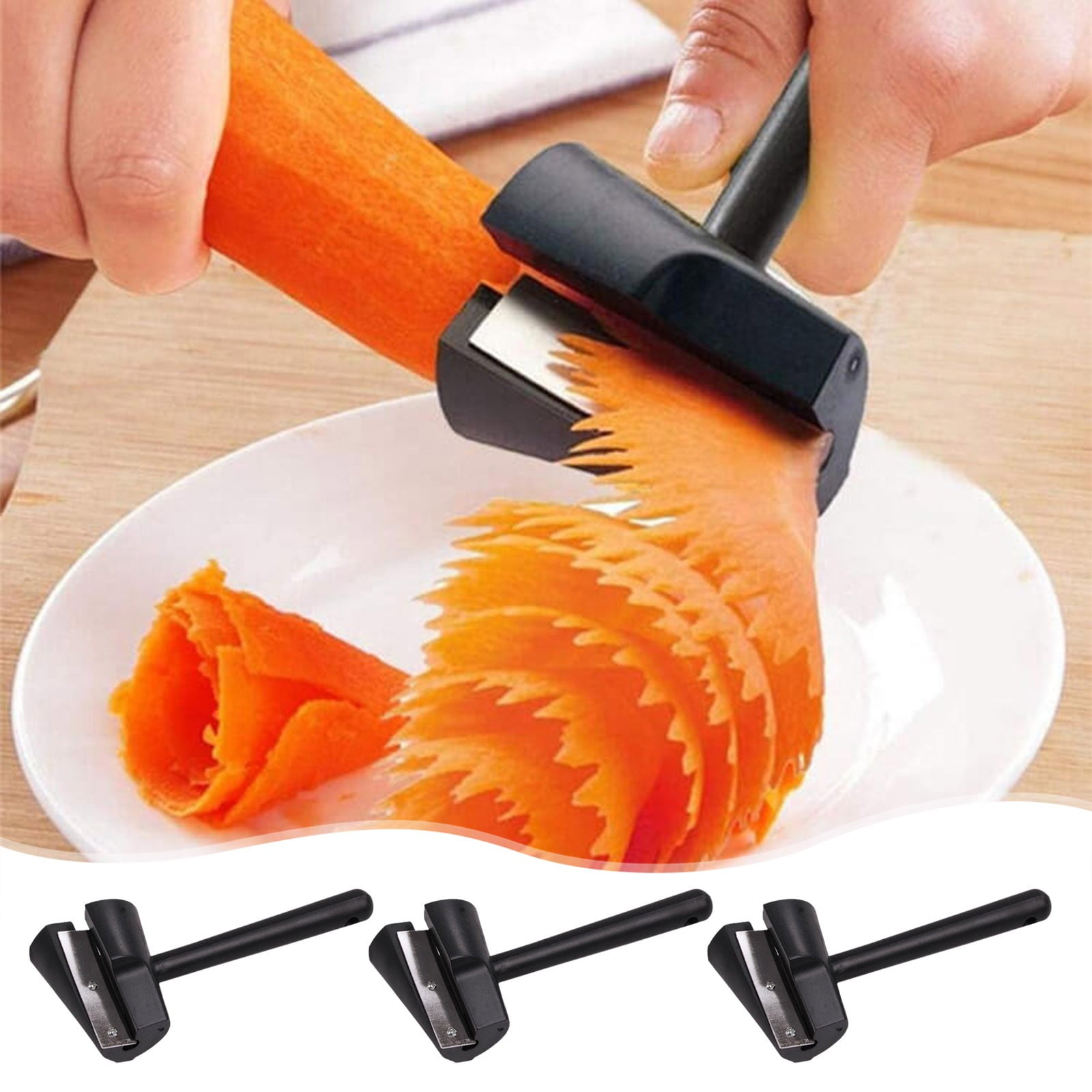 3 Pcs Carrot Curler and Peeler, Black Carrot Spiral Shred Slicer Root ...