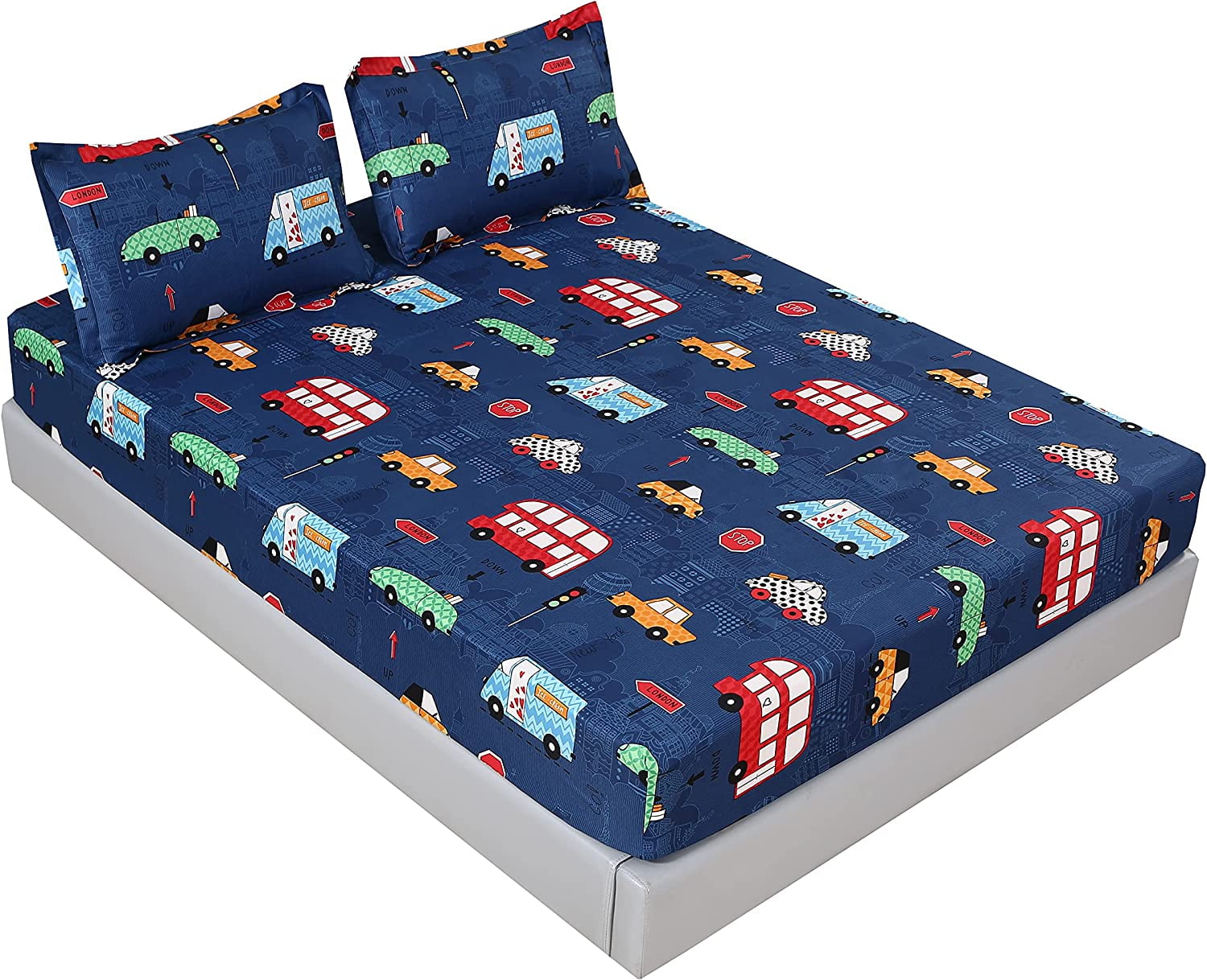 3 Pcs Cars Sheets Transportation Vehicle Twin Sheets Boys Sheet Set,for ...
