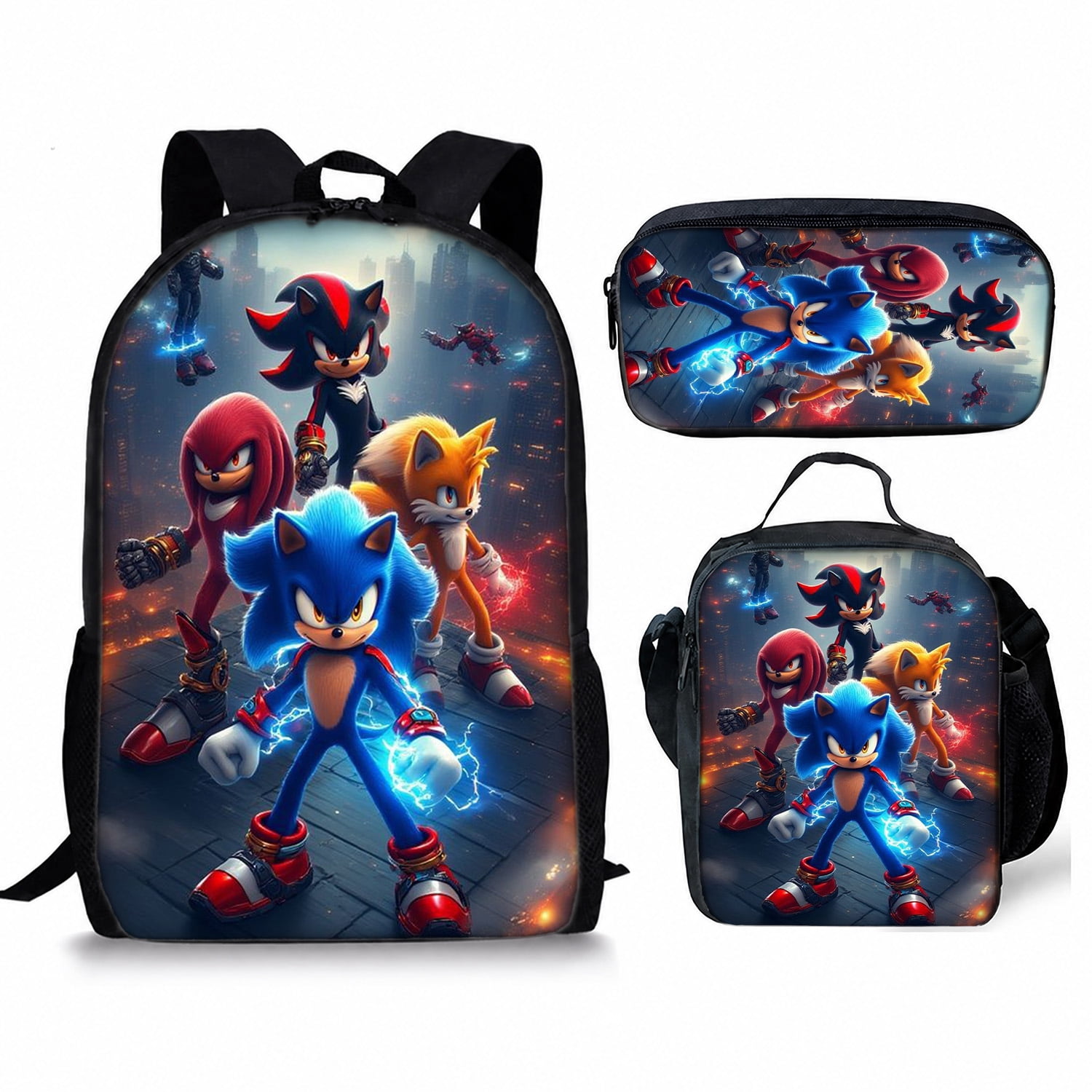 3-Pcs Cartoon Backpack Set 3D Print Oxford Cloth Durable Bookbag Large ...