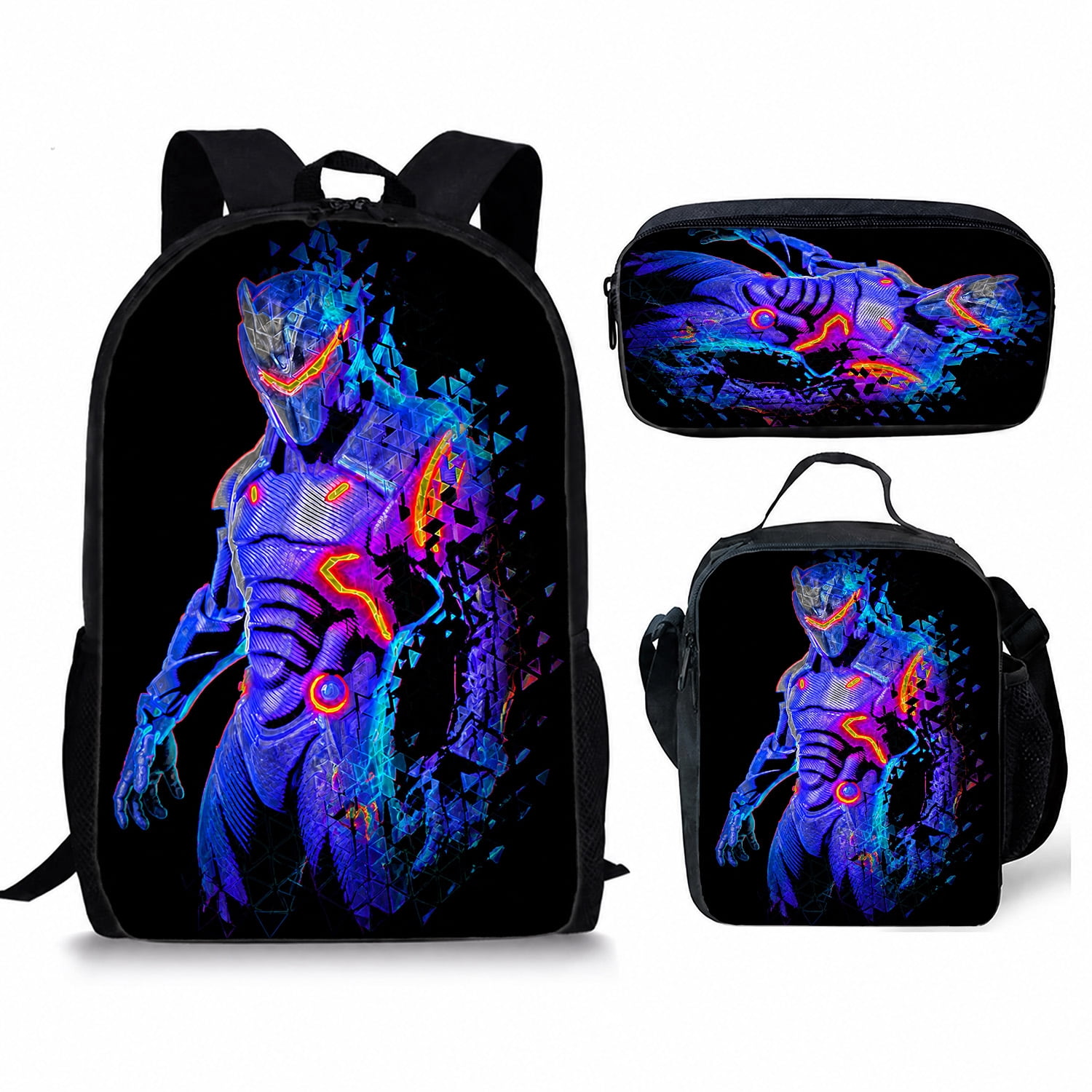 3-Pcs Cartoon Game Backpack Set 3D Print Oxford Cloth Multi Travel Bag ...