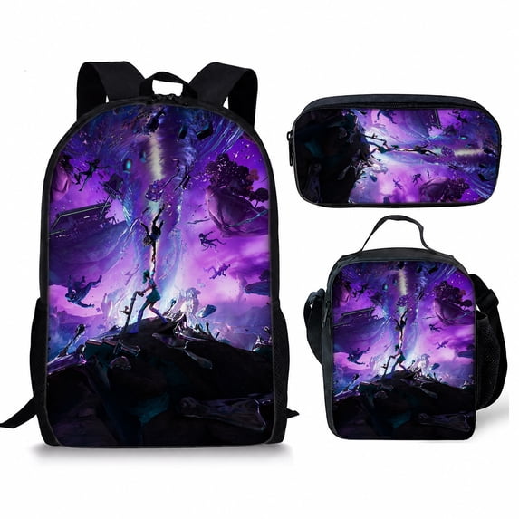 3-Pcs Cartoon Game Backpack Set 3D Print Oxford Cloth Multi Travel Bag ...