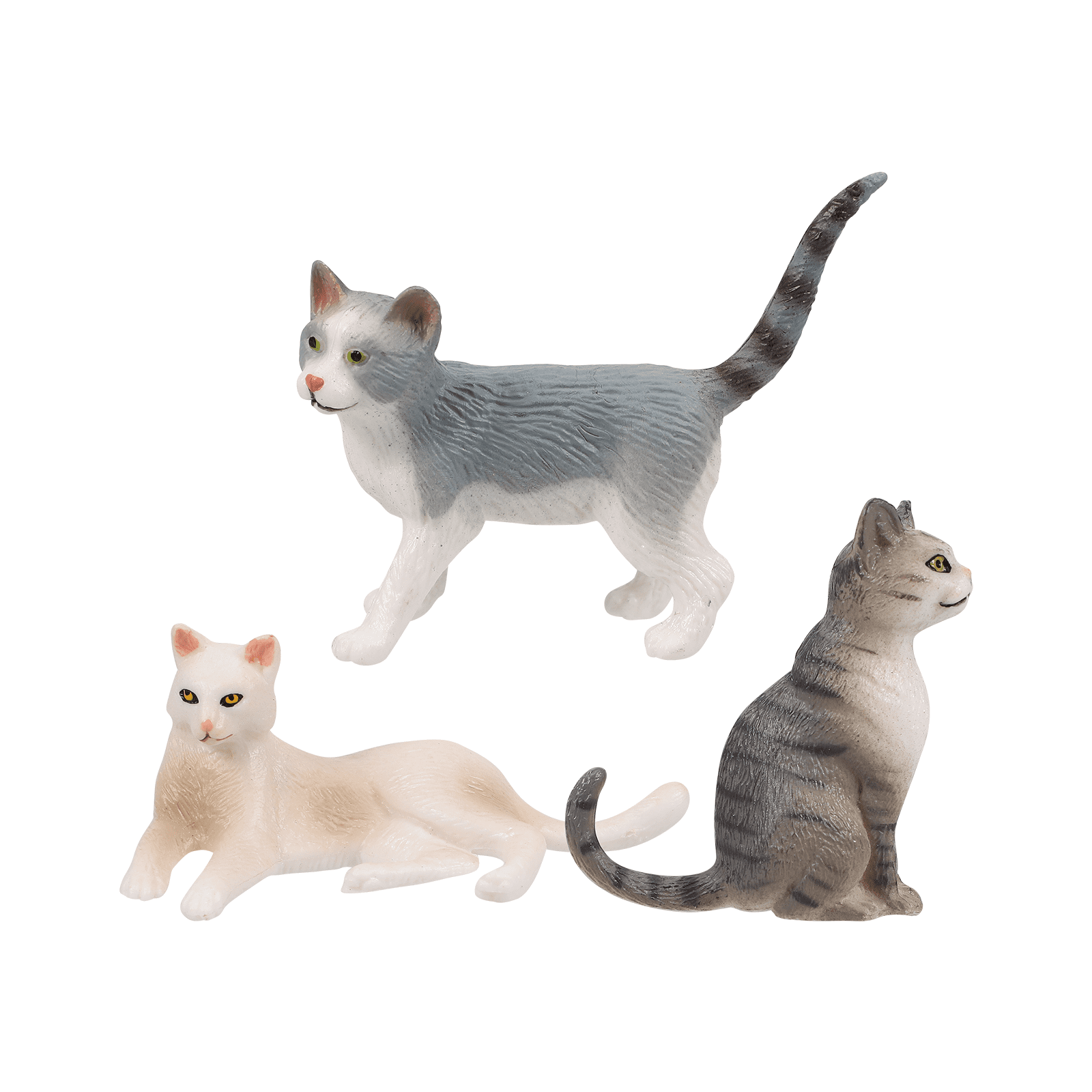 Worgeous 3pcs Realistic Cat Figurines Engaging Cat Collection for ...