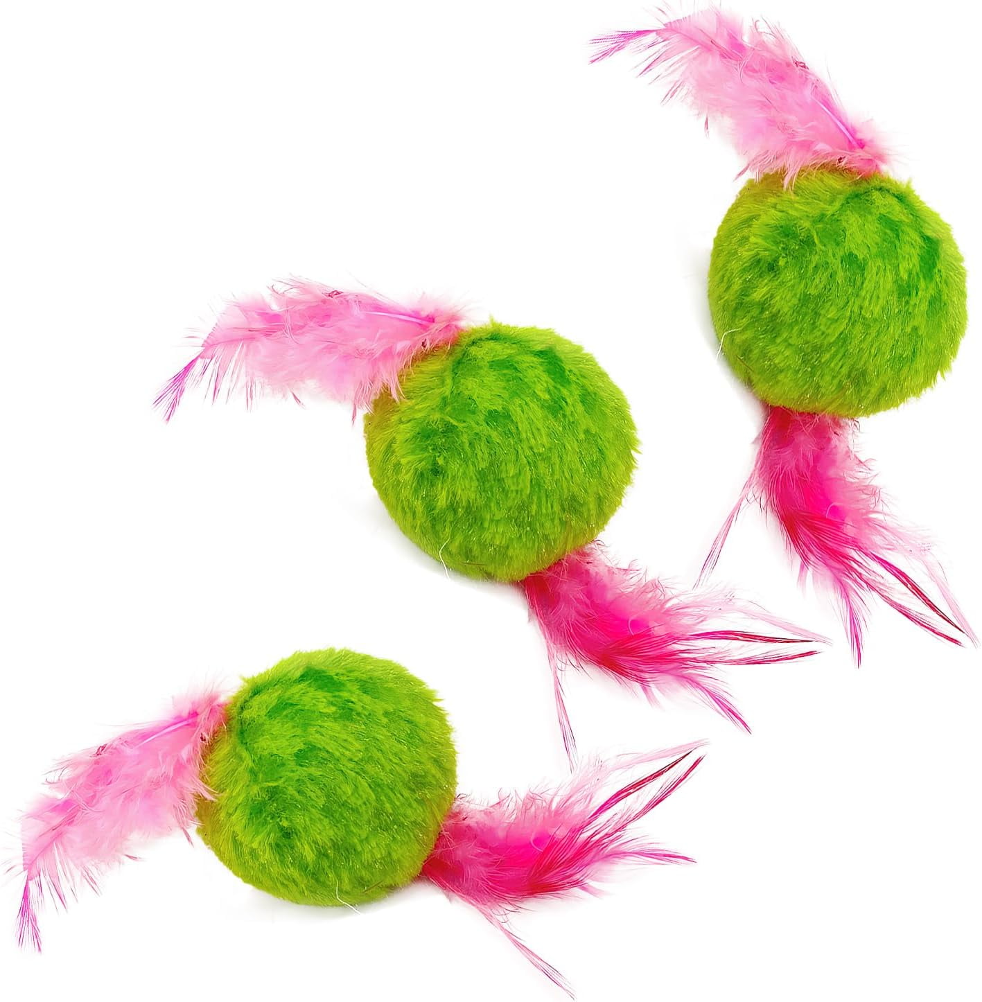 3 Pcs Cat Toy Catnip Feather Ball Cat Toy, Feather-Enhanced Catnip ...