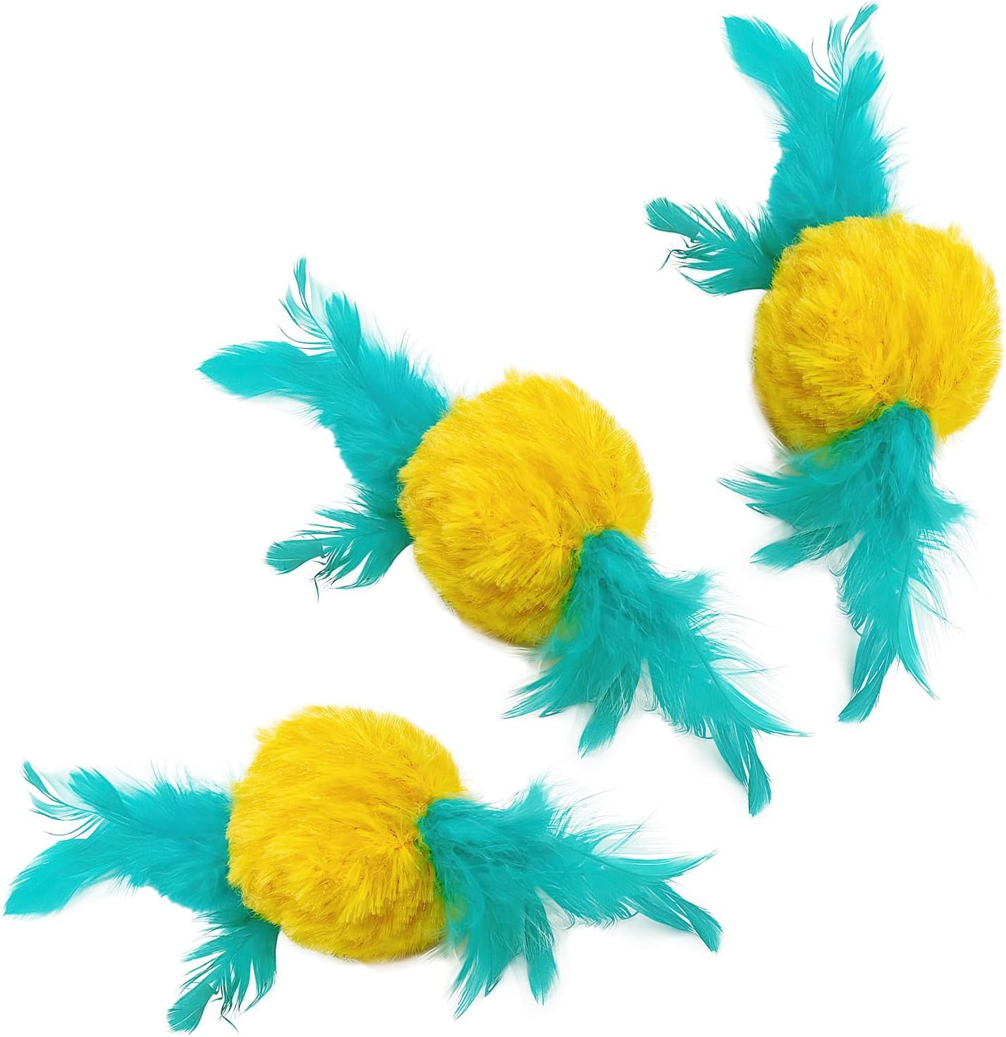 3 Pcs Cat Toy Catnip Feather Ball Cat Toy, Feather-Enhanced Catnip ...