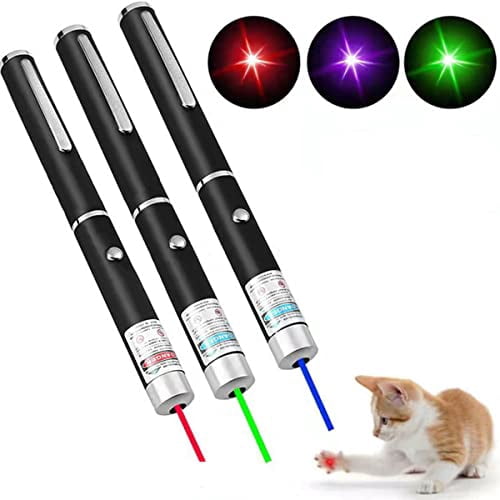 3 Pcs Cat Toys Green Red Blue Light Dogs Pet Laser Toy Interactive ...