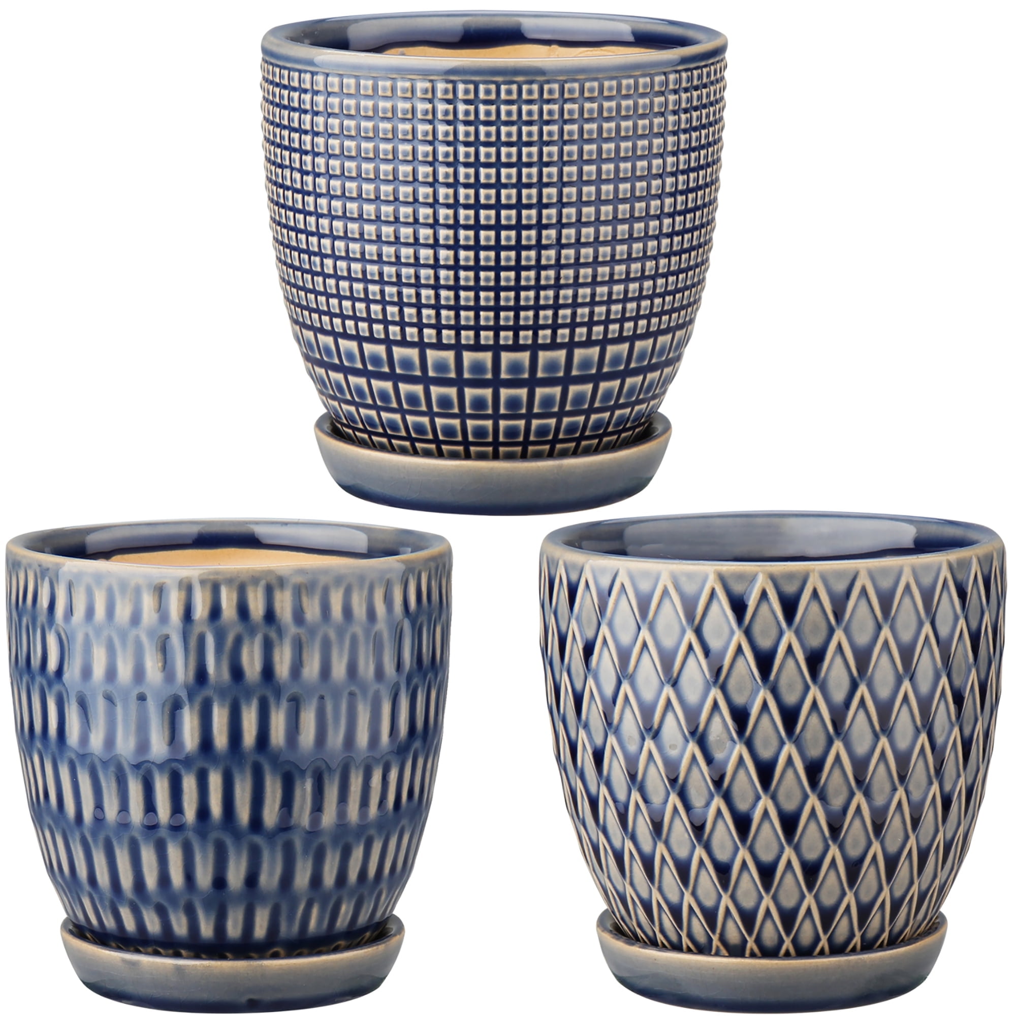 3 Pcs Ceramic Flower Planter Pots 4 Inch with Drainage Hole and Ceramic ...
